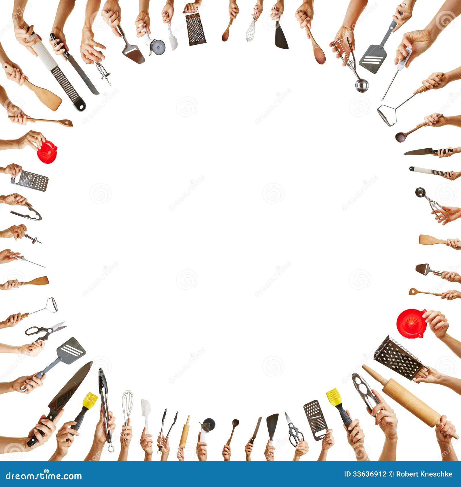 Hands with Different Kitchen Tools in a Circle Stock Photo - Image of ...