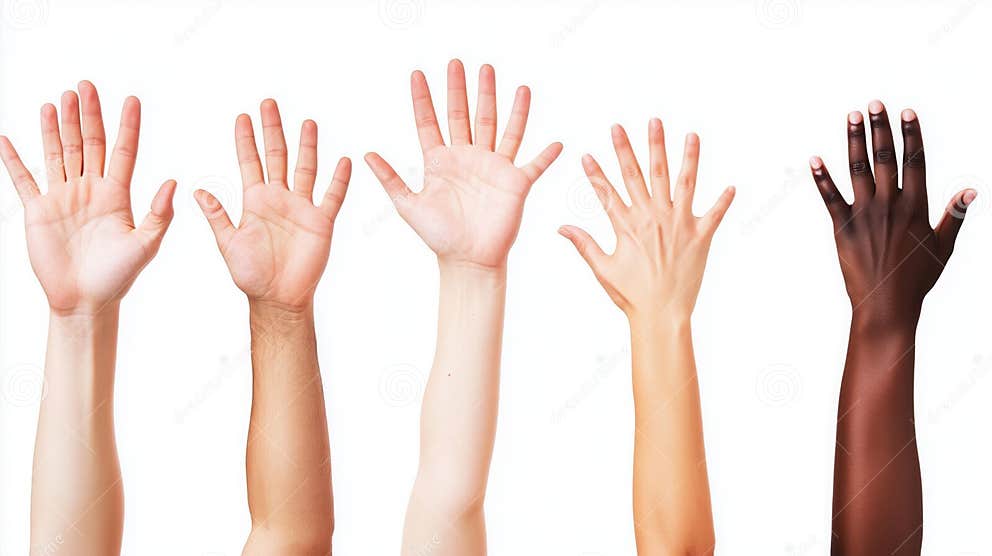 Hands of Different Nationalities Reaching Upward, Symbolizing Unity and ...