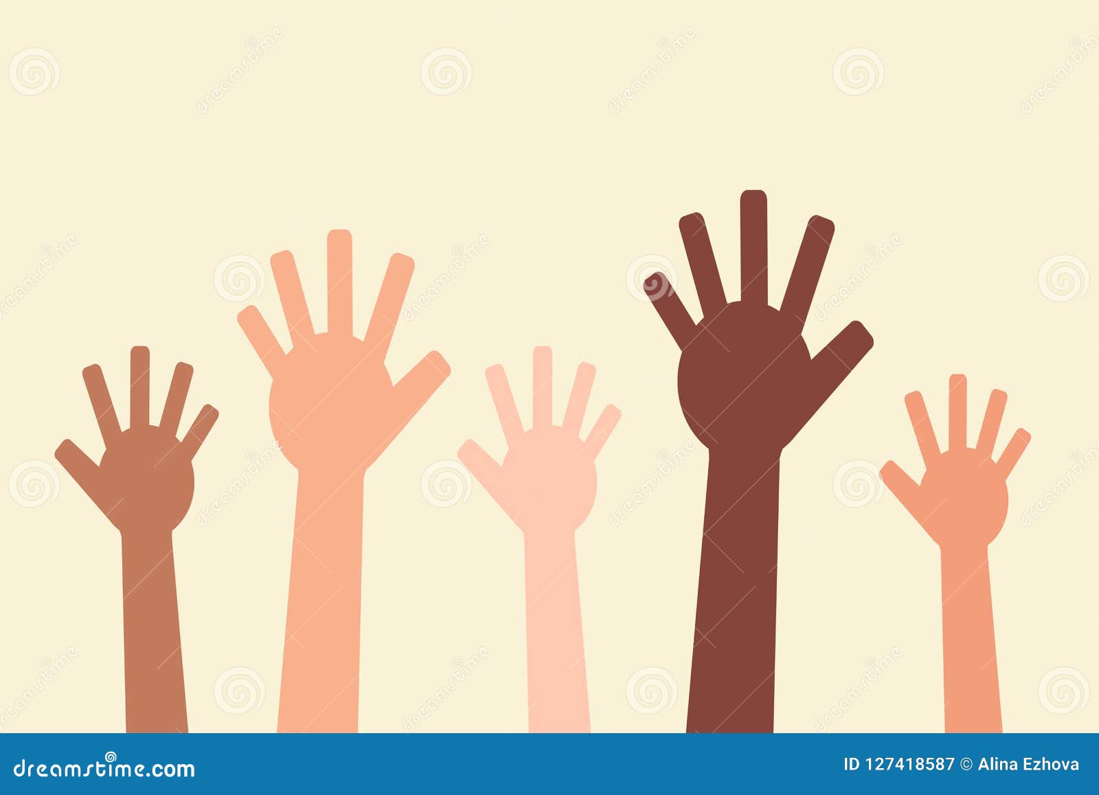 The Hands of Different People in the Crowd. Vector. Stock Vector ...