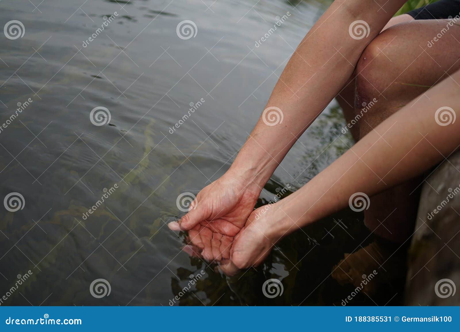 Hands Dipping in River Water Stock Image - Image of refreshing, freshen ...