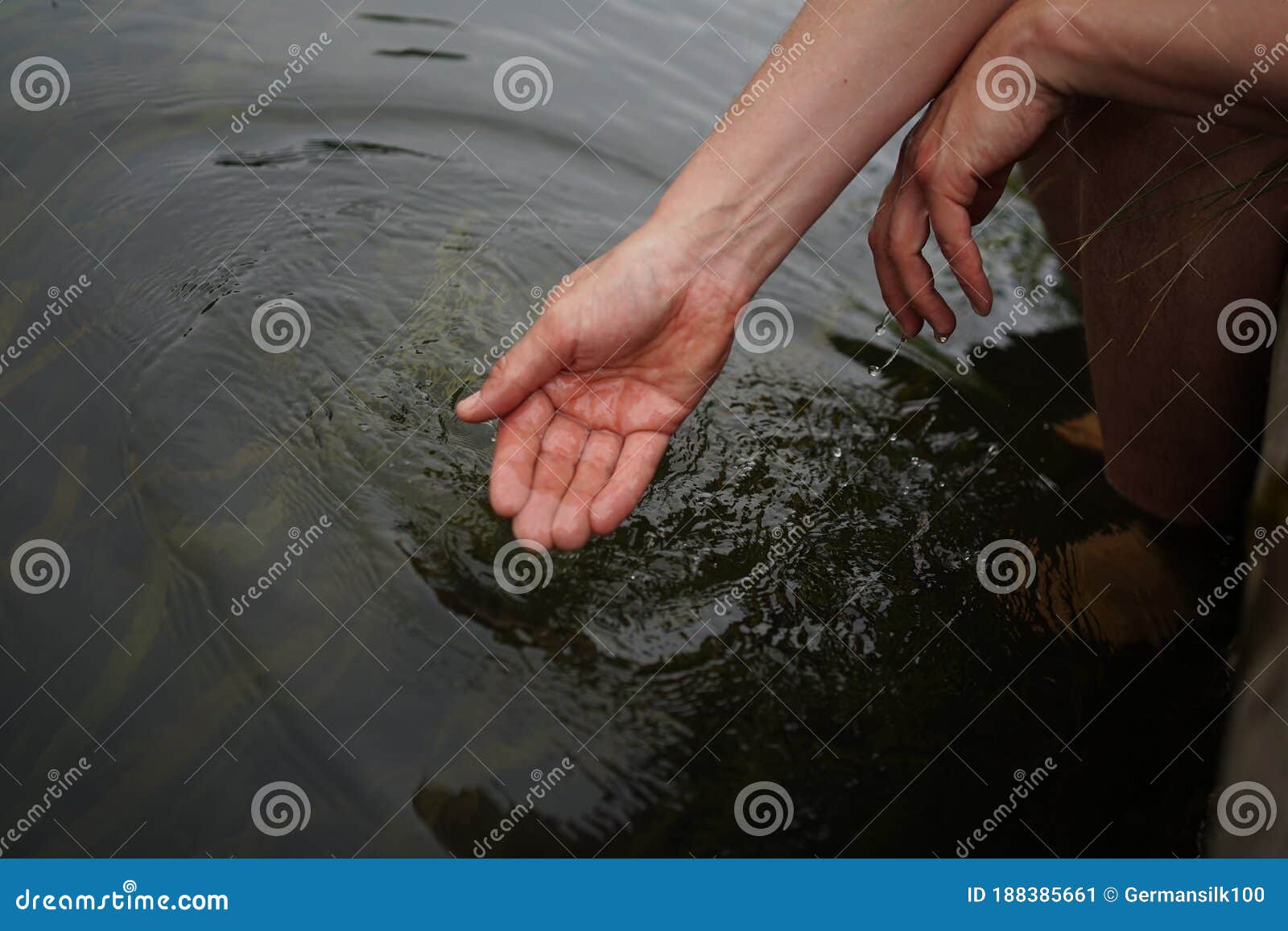 Hands Dipping in River Water Stock Image - Image of bathing, dipping ...
