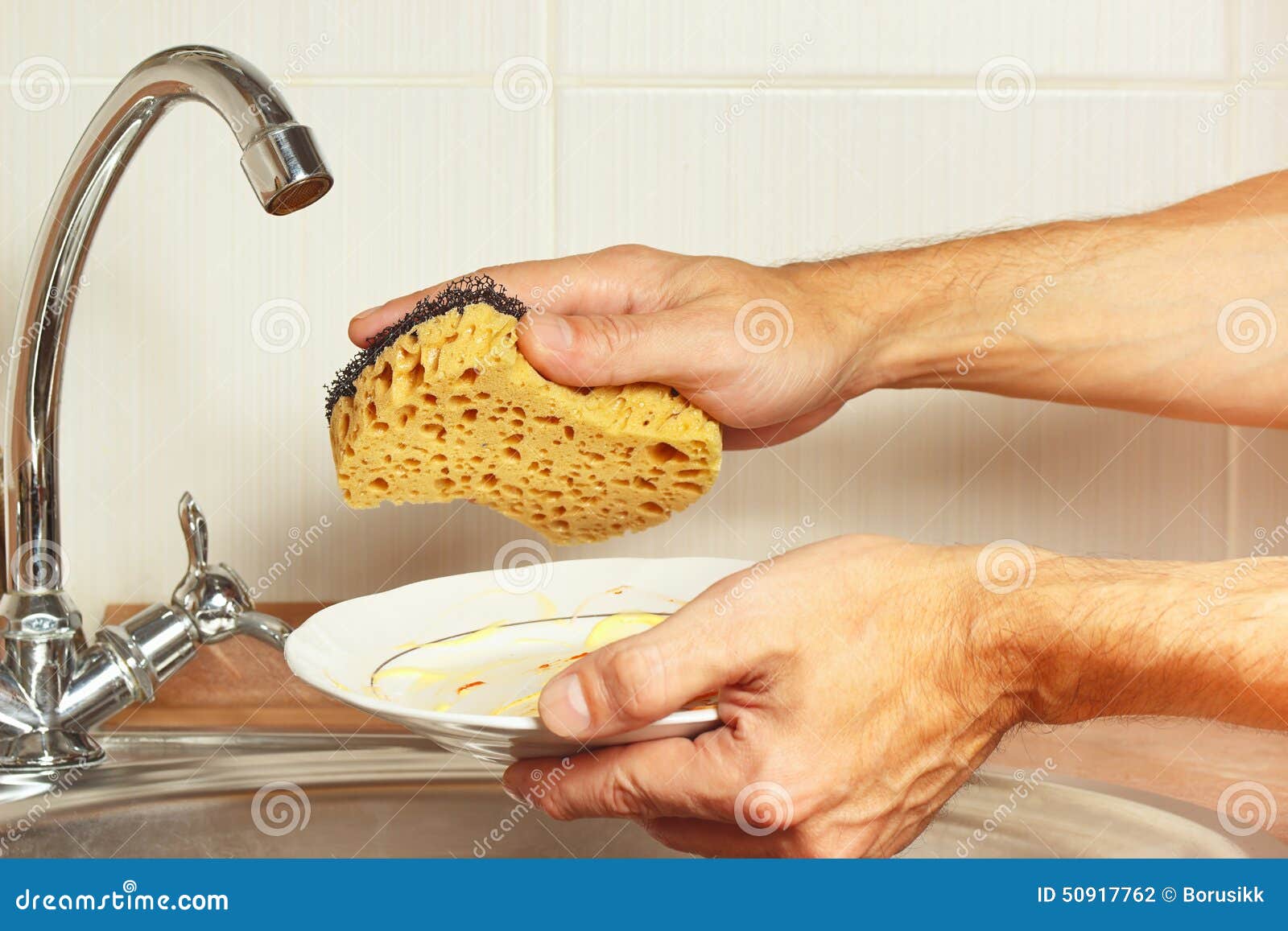 Hands with Dirty Dishes Over the Sink in Kitchen Stock Photo - Image of ...
