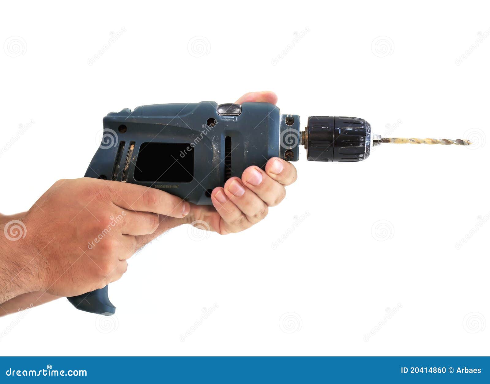 Hands with a Dirty Electric Drill Stock Photo - Image of electricity ...