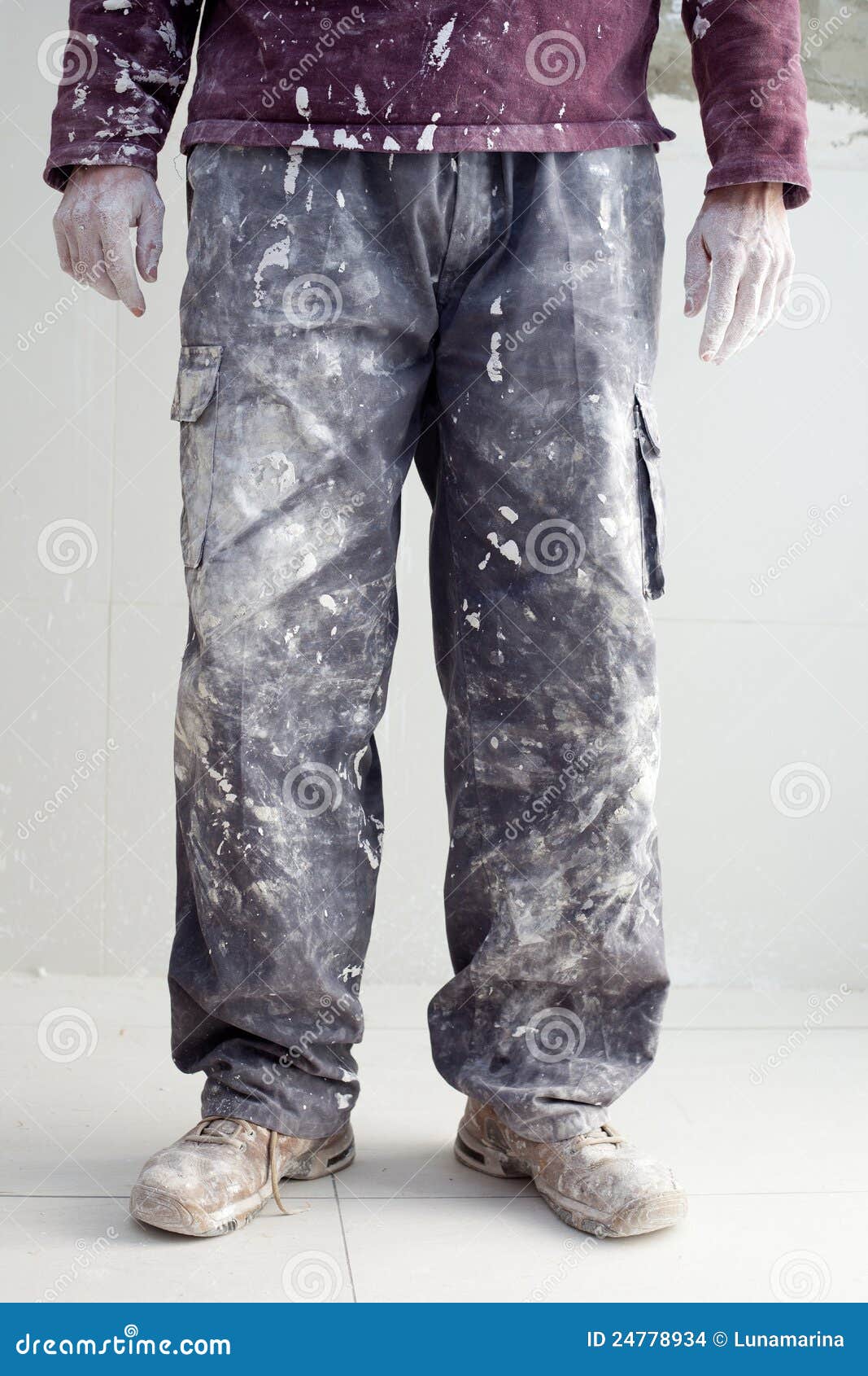 Hands Dirty Trousers of Plastering Painter Man Stock Photo - Image of ...