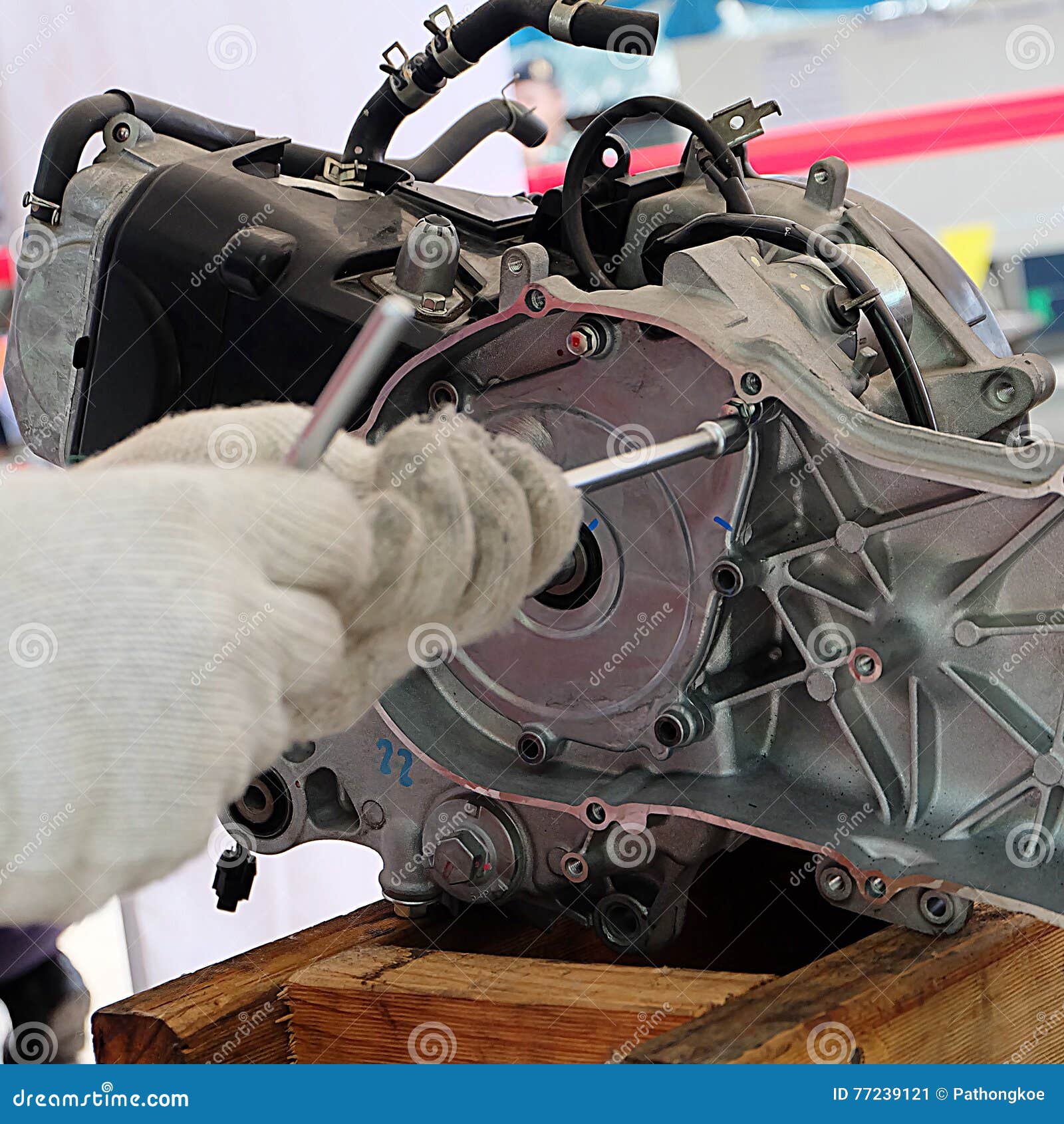 Hands of Disassembly Kit Motorcycle in Repair Service. Stock Image ...