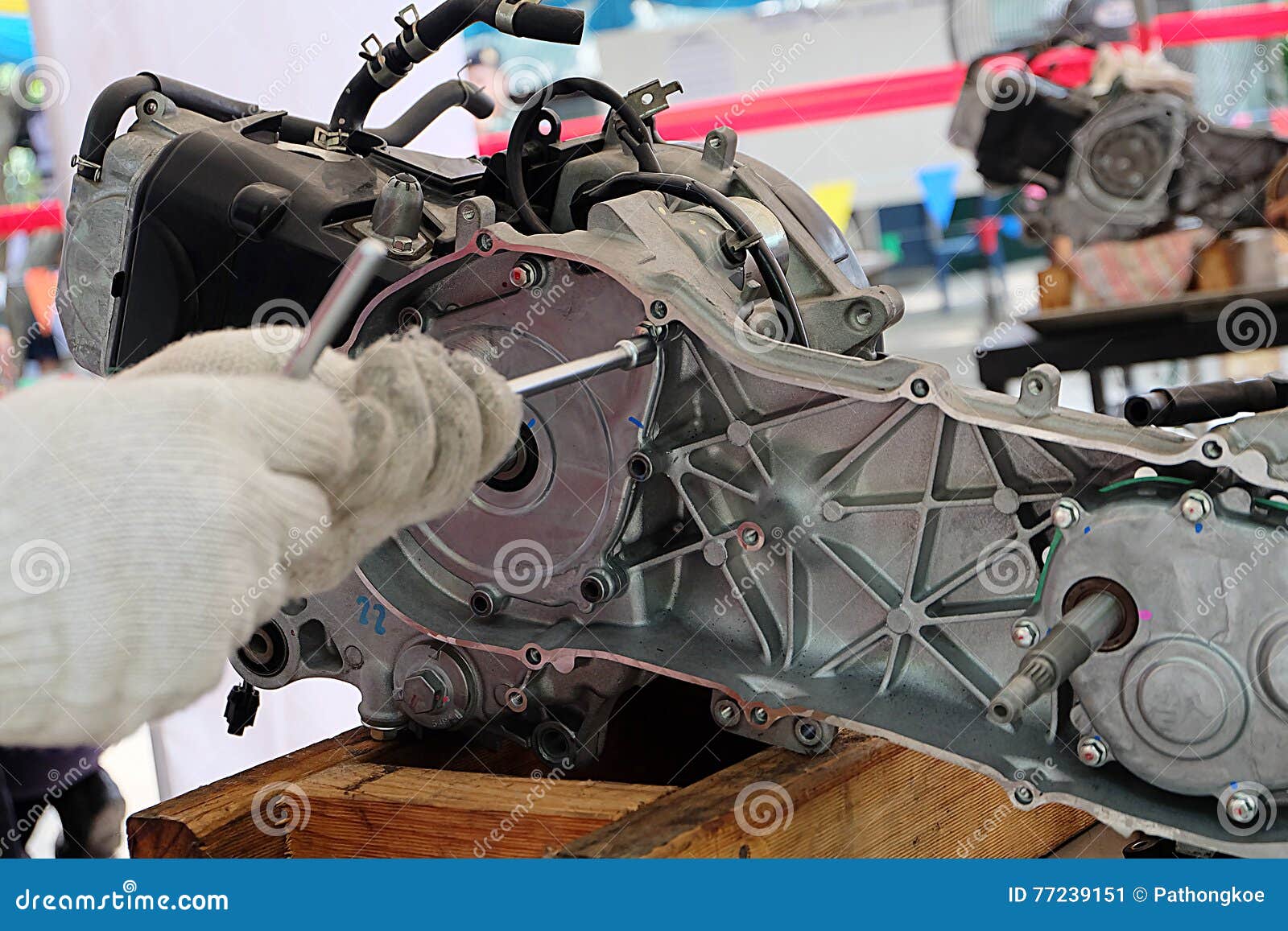 Hands of Disassembly Kit Motorcycle in Repair Service. Stock Image ...