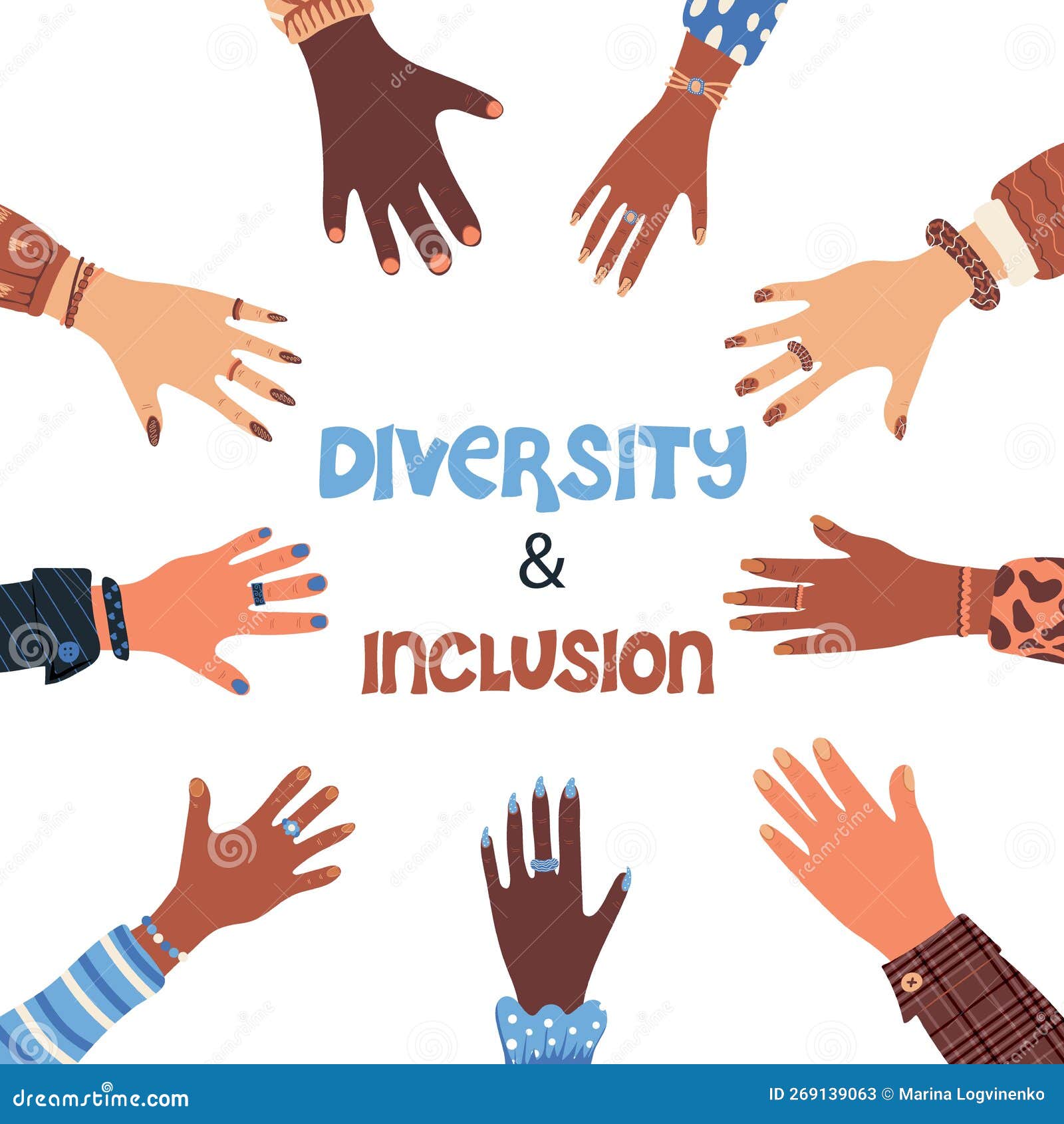 Hands Of Diverse Group Of People Together Concept Of Diversity And
