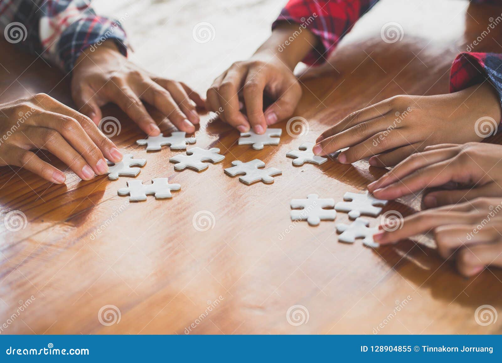Hands of Diverse People Assembling Jigsaw Puzzle, Youth Team Put Stock ...
