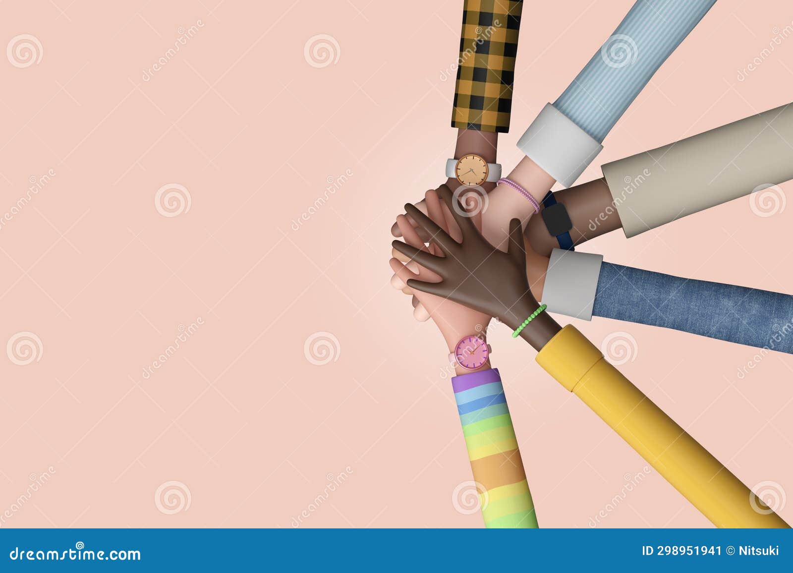 Hands of Diverse People Joining Together Stock Illustration ...