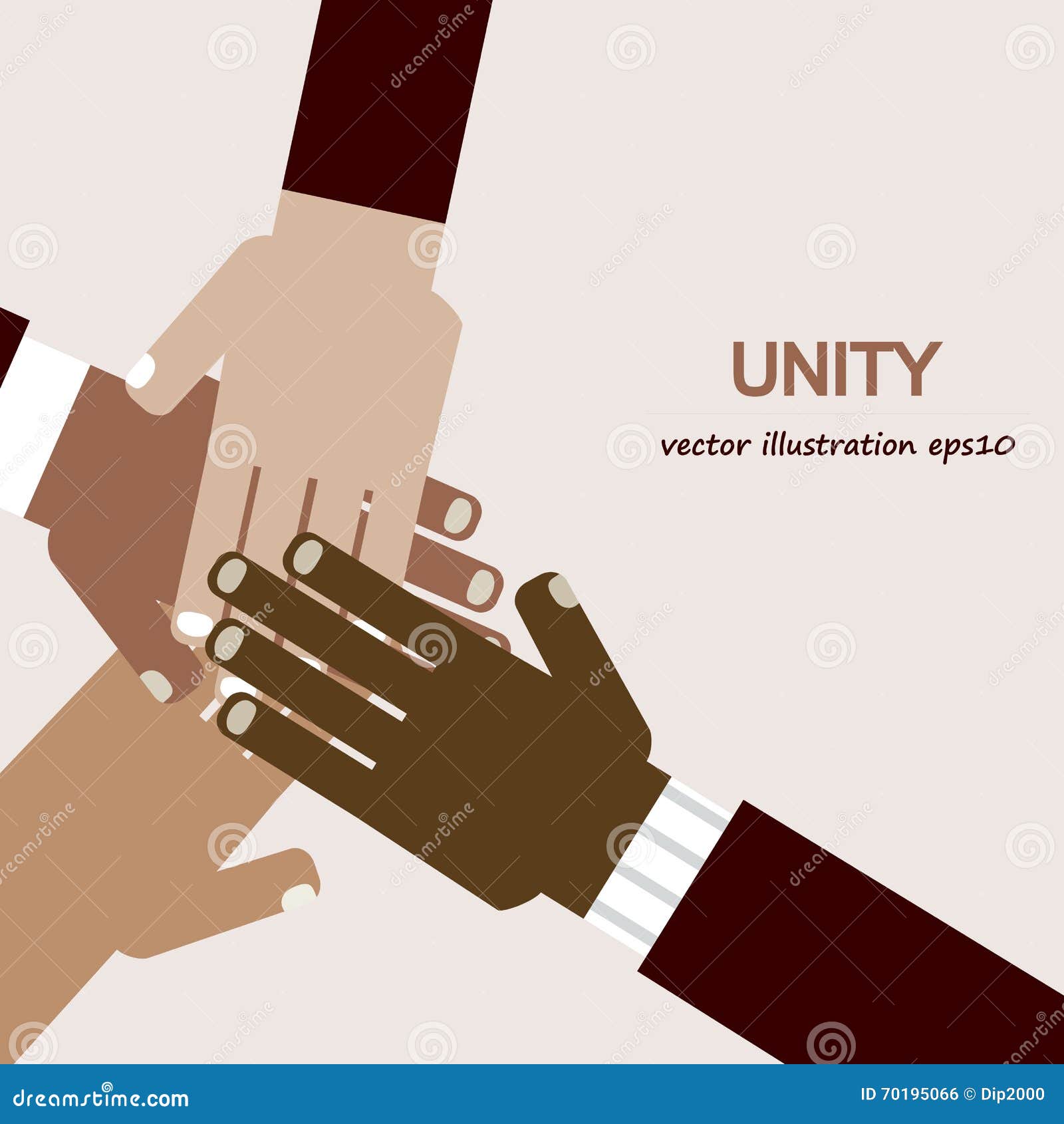 Hands Of Diverse Group Of People Holding Hands Together. Flat Cartoon ...