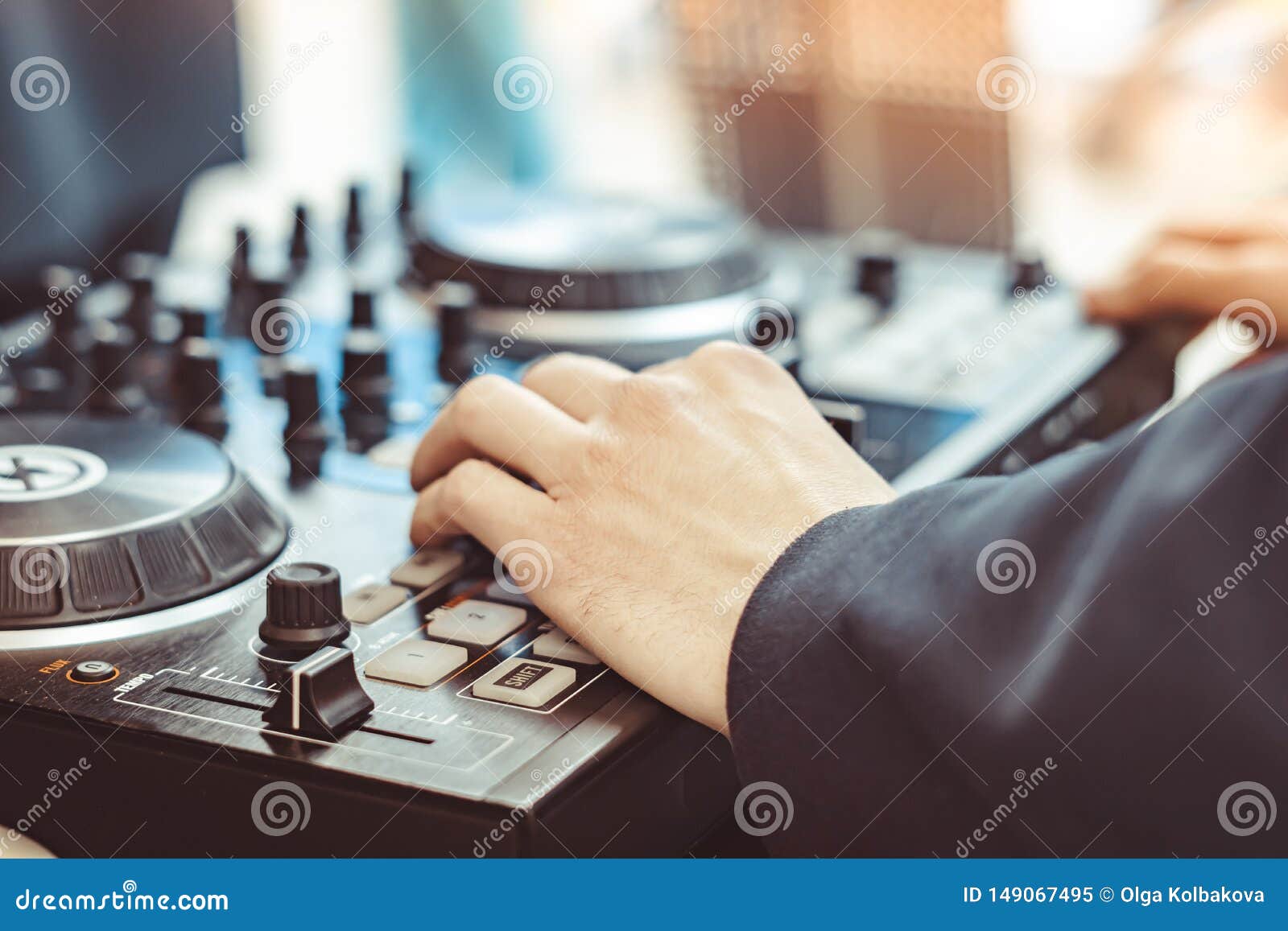 The Hands of the DJ on the Remote Control Stock Image - Image of ...