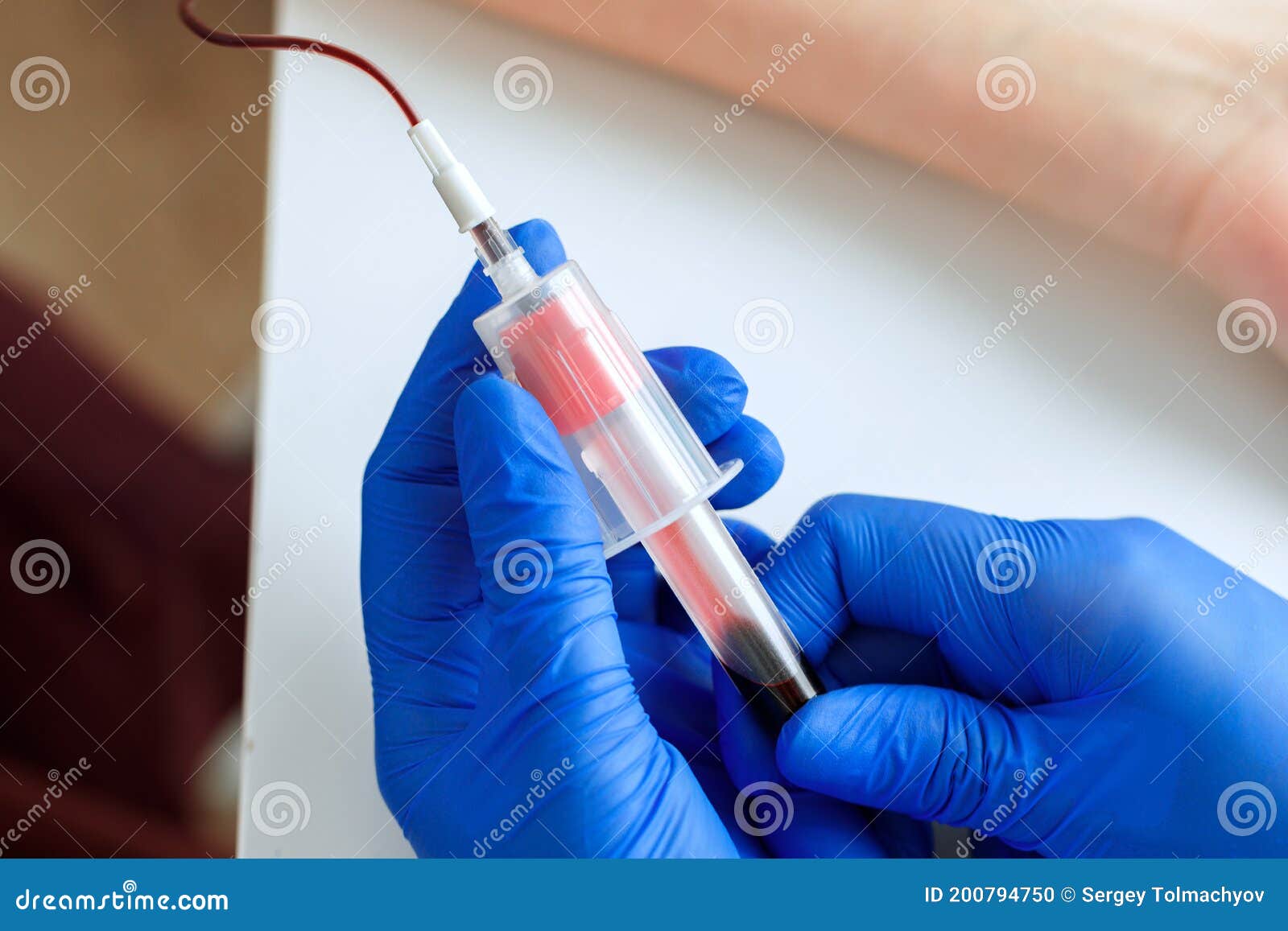 Hands of a Doctor Taking Blood Samples Using a Tube Holder Stock Photo ...