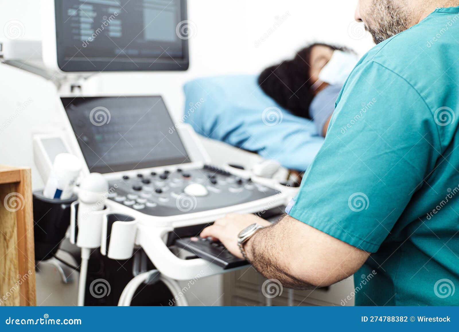 Hands of a Doctor Using an Ultrasound Machine. Stock Photo - Image of ...
