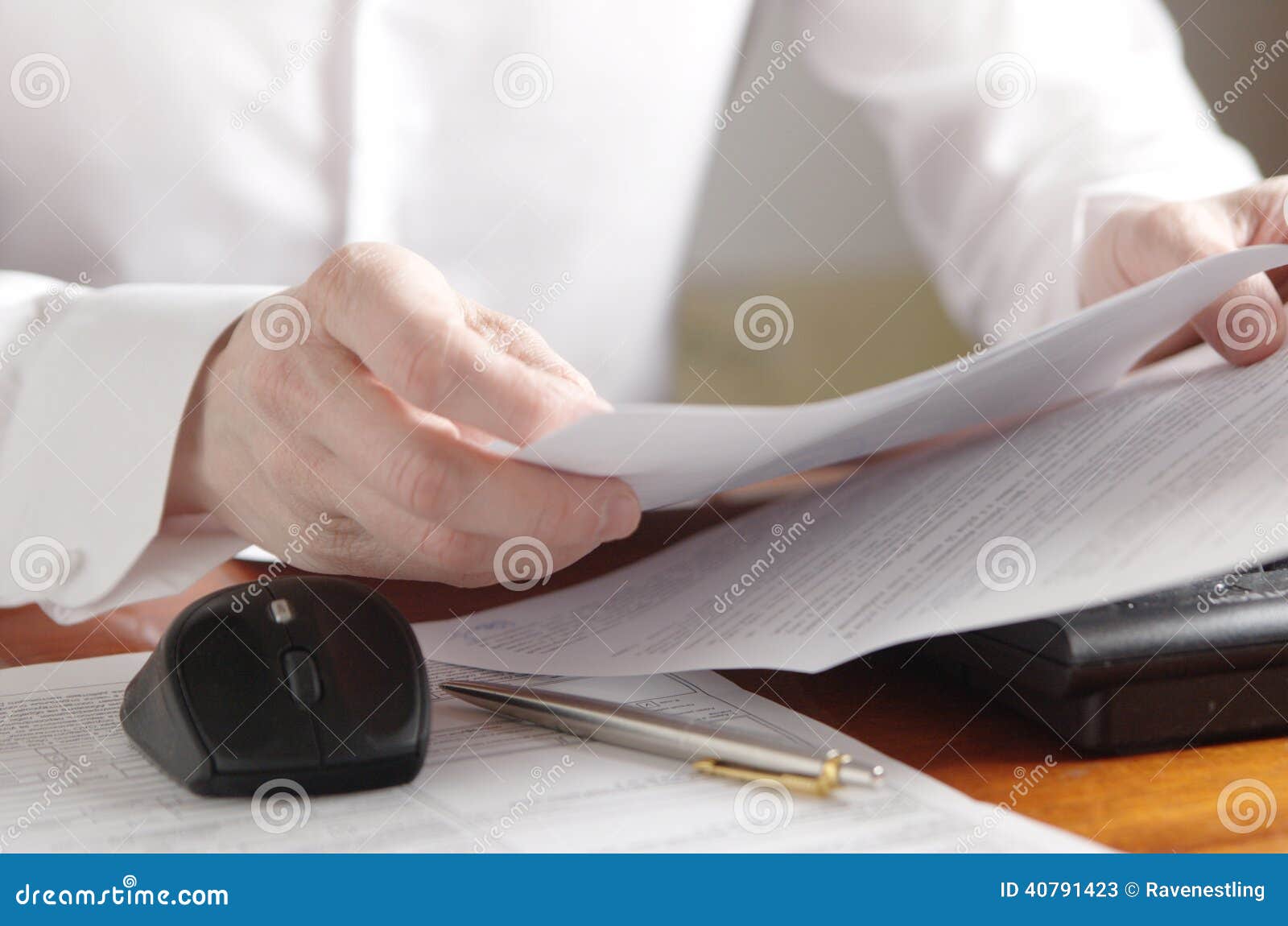 Hands with Document on a Computer Keyboard Stock Image - Image of ...
