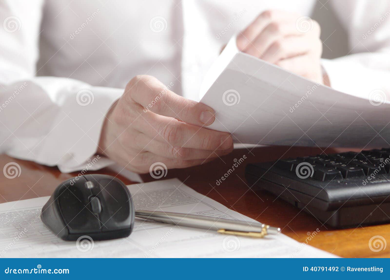 Hands with Document on a Computer Keyboard Stock Photo - Image of form ...