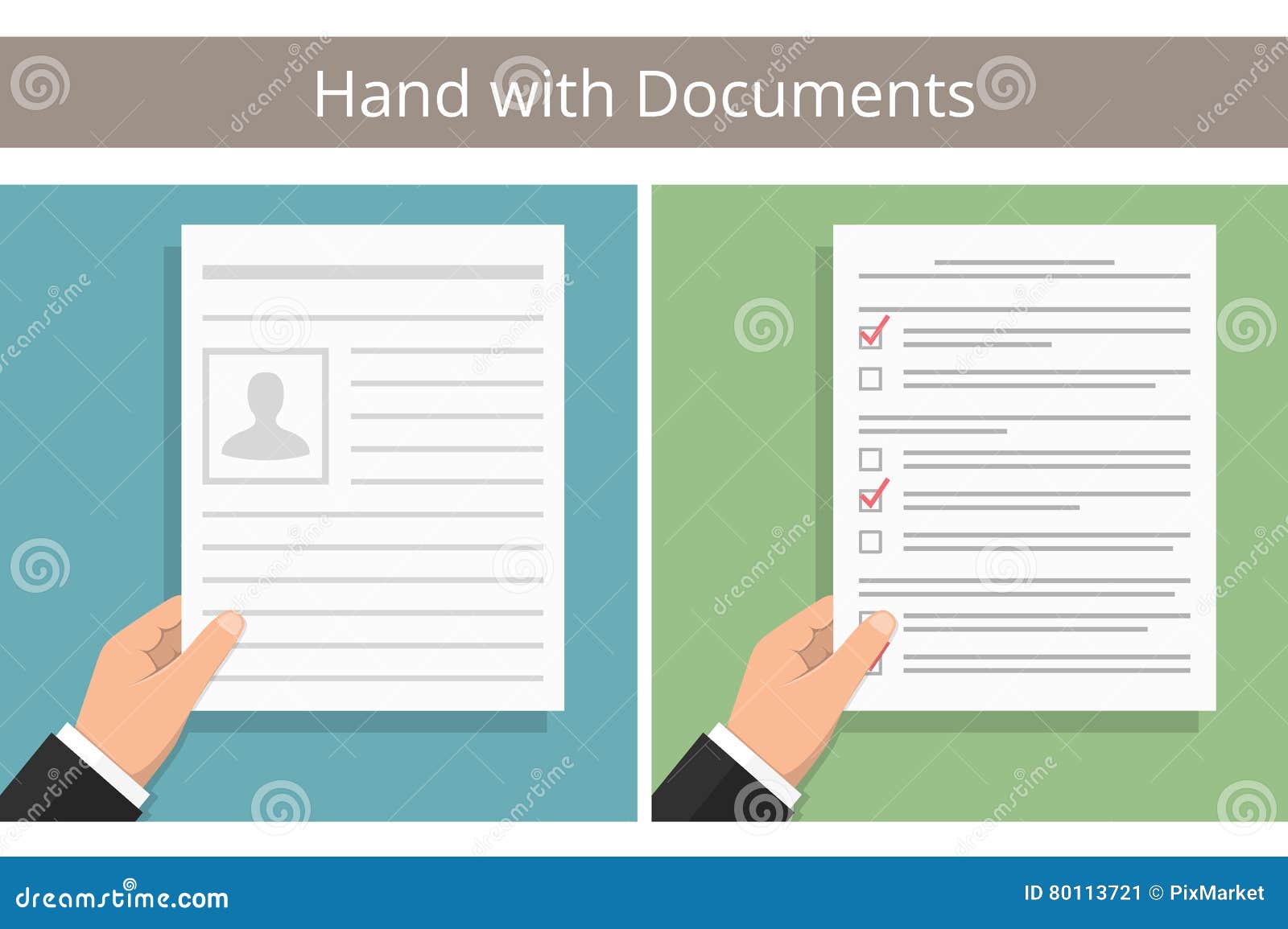 Hands with Documents stock vector. Illustration of mark - 80113721