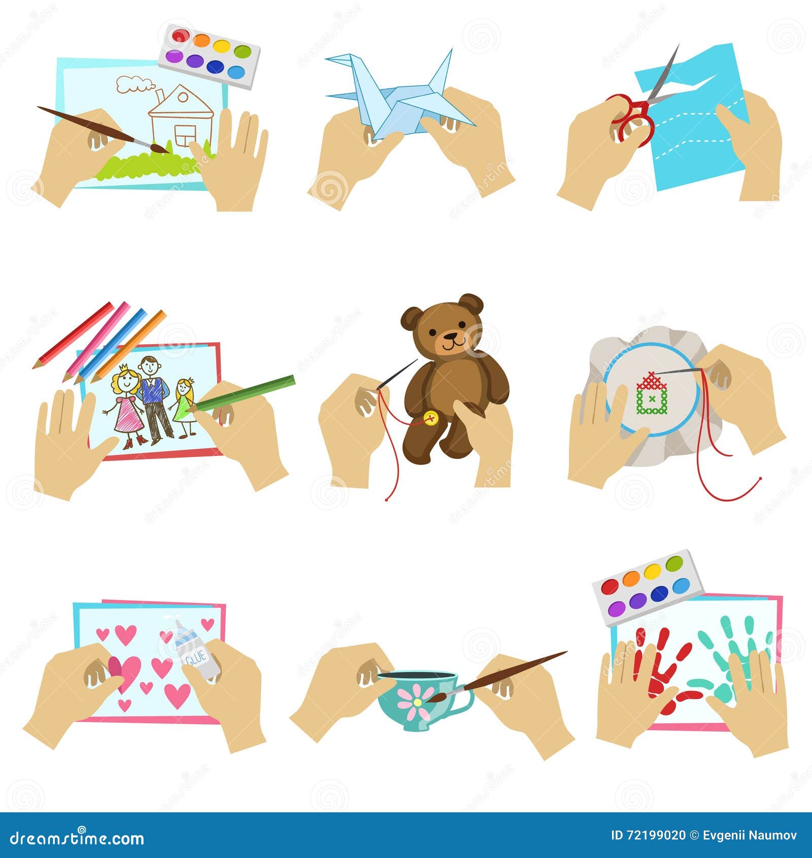 Hands Doing Different Crafts Stock Vector - Illustration of cartoon ...