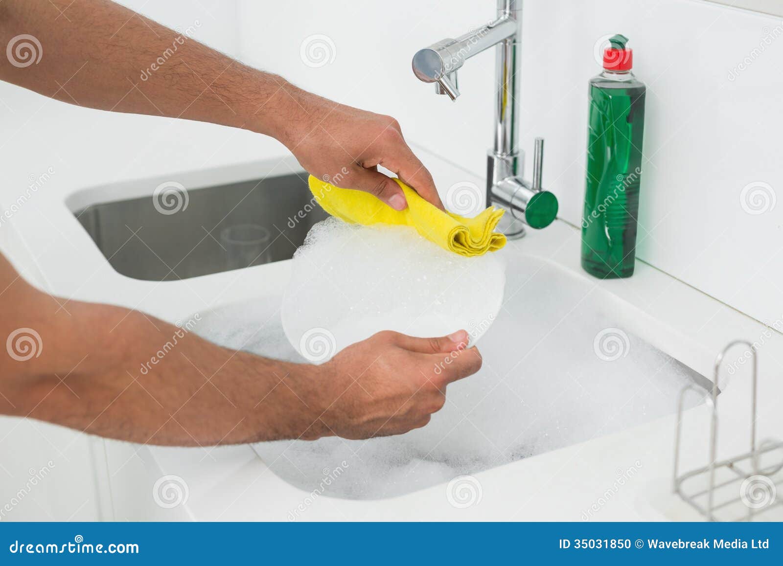 Hands Doing the Dishes at Kitchen Sink Stock Photo - Image of liquid ...