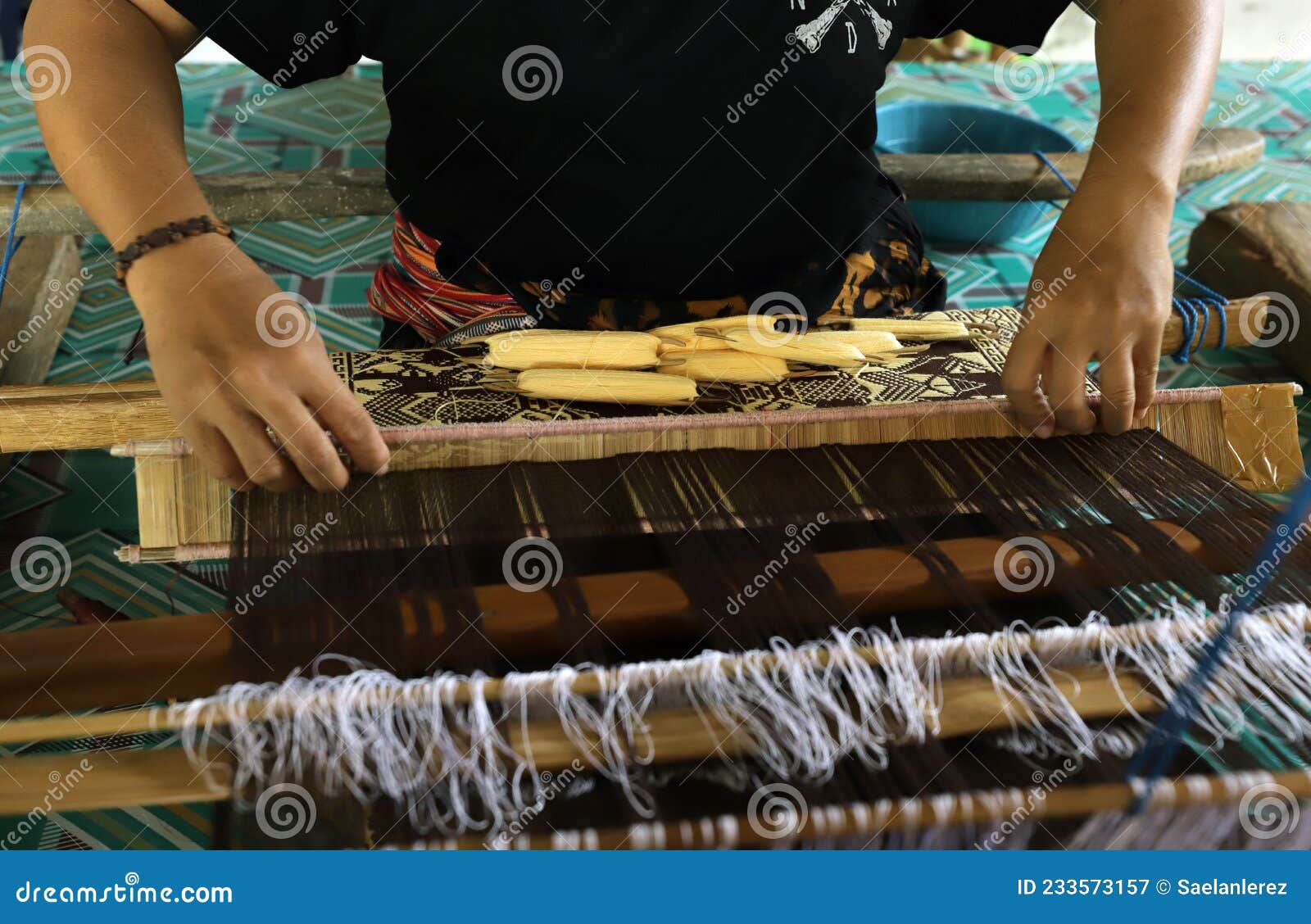 Hands Doing Weaving Work Using Traditional Tools Stock Image - Image of ...