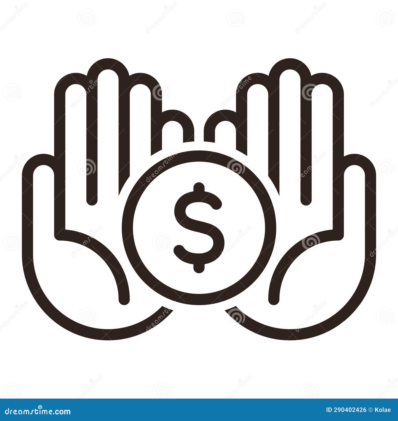 Hands and Dollar Coin. Save Money Icon Stock Illustration ...