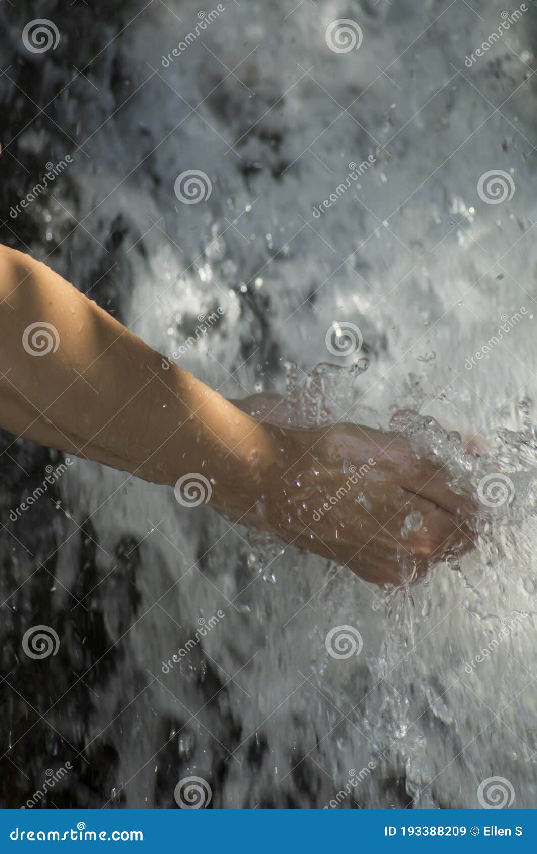 Hands Draw Water from the Waterfall Stock Image - Image of clear ...
