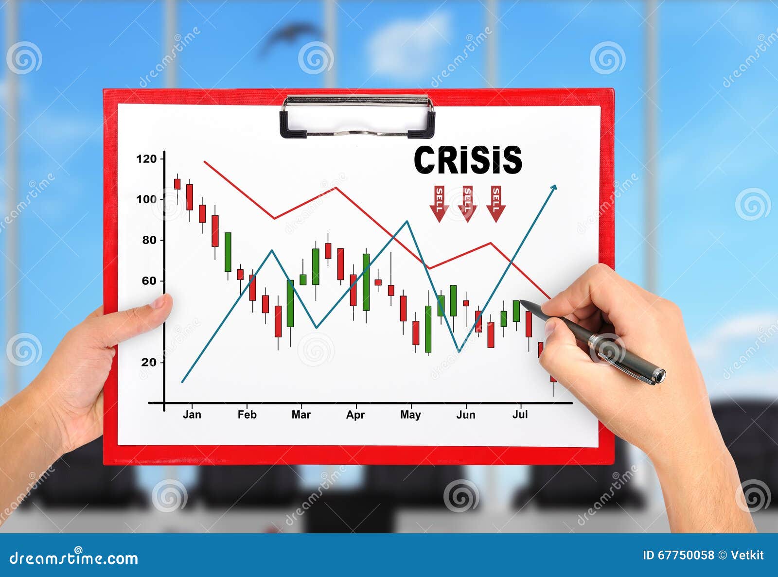 Hands drawing crisis chart stock photo. Image of message - 67750058