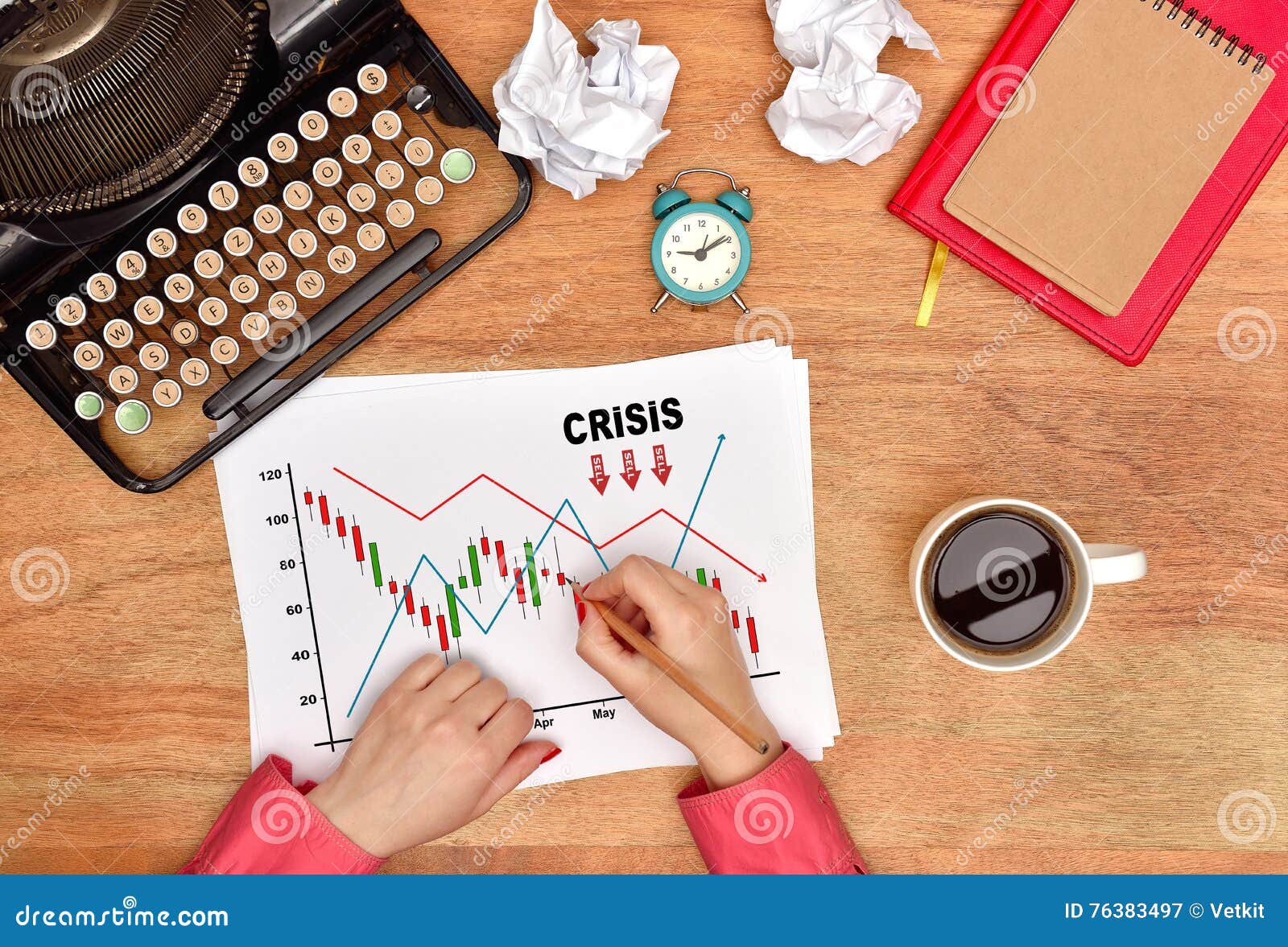 Drawing Crisis Chart On Placard Royalty-Free Stock Photo ...