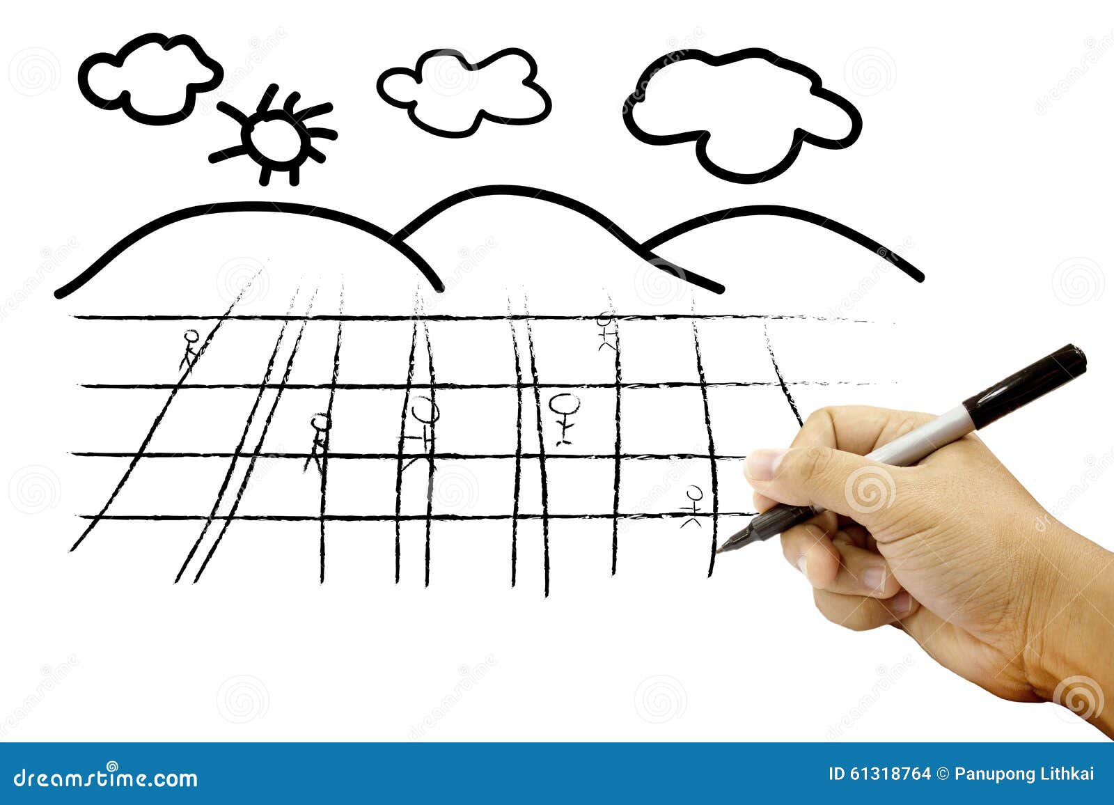 Gel Pen Drawing Of Field Of Lines Stock Image | CartoonDealer.com ...