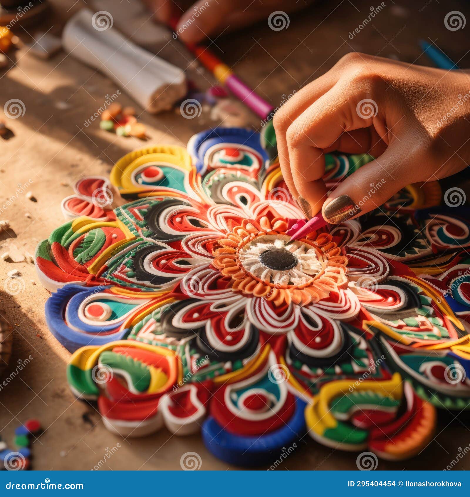 Hands Drawing Peruvian Mandala. AI Generated Stock Photo - Image of ...