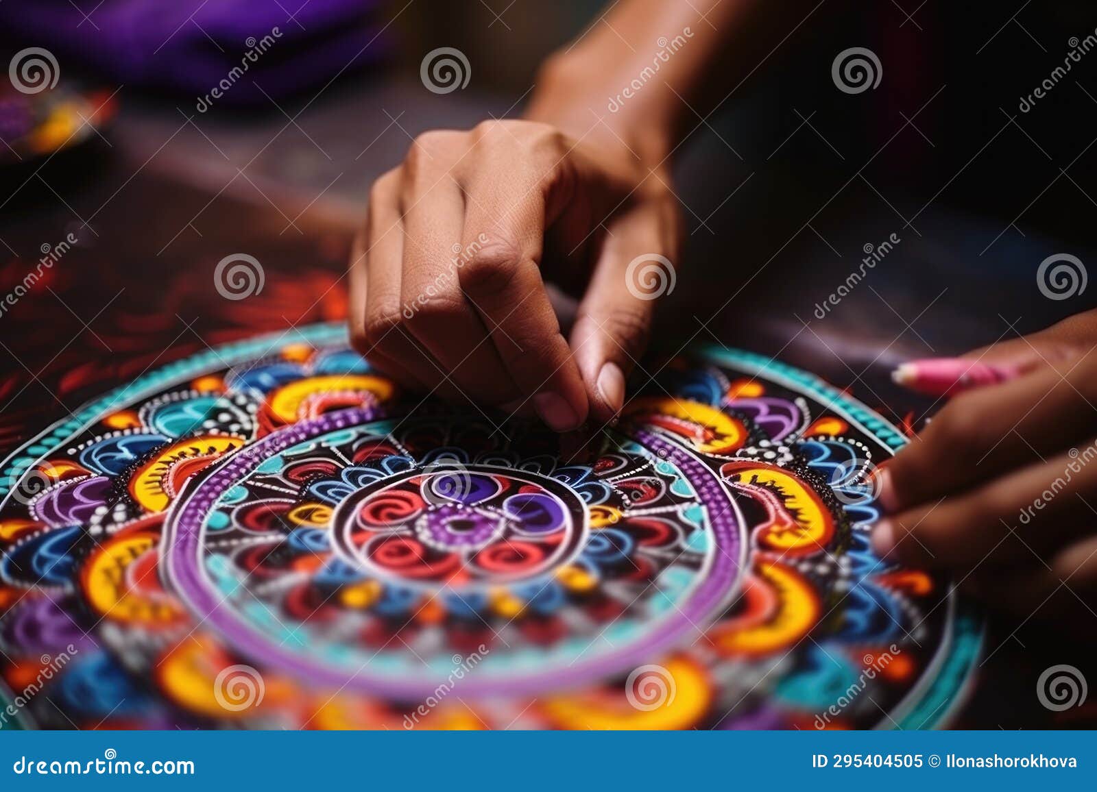 Hands Drawing Peruvian Mandala. AI Generated Stock Illustration ...