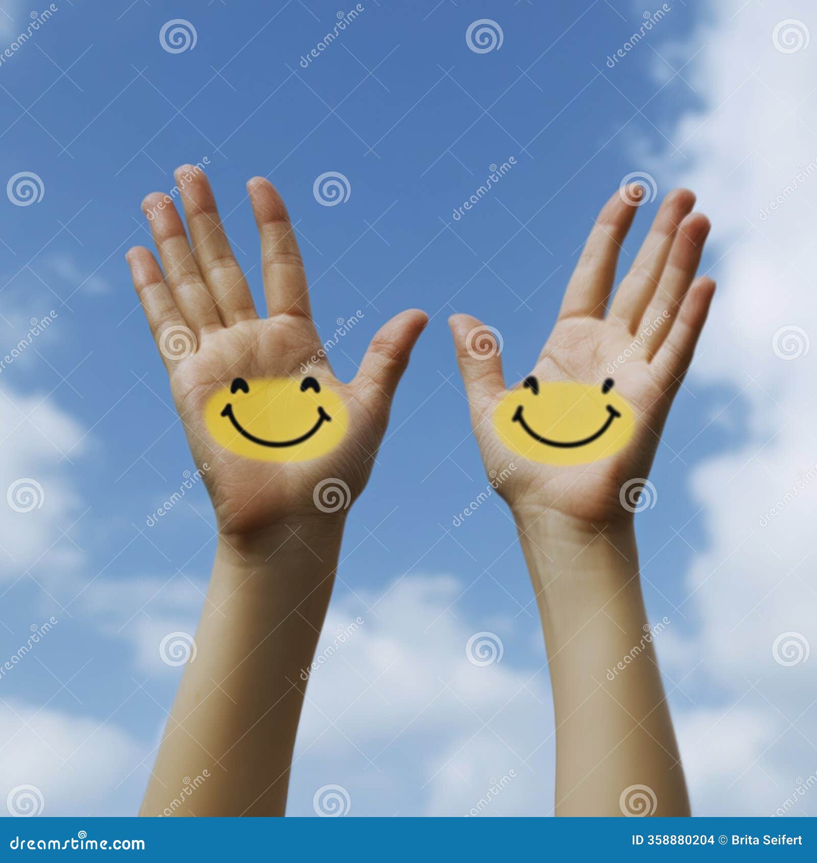 Hands with a Drawn-on Smiley. Happiness Concept Stock Illustration ...