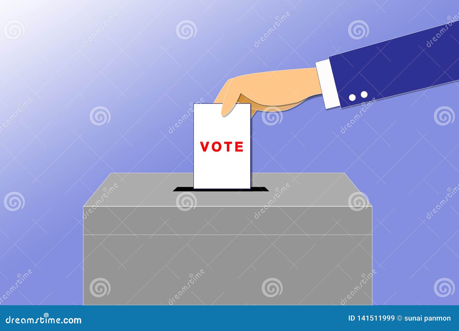 The Hands is Drop Vote Card into Gray Box. Drop the Card into the Box ...