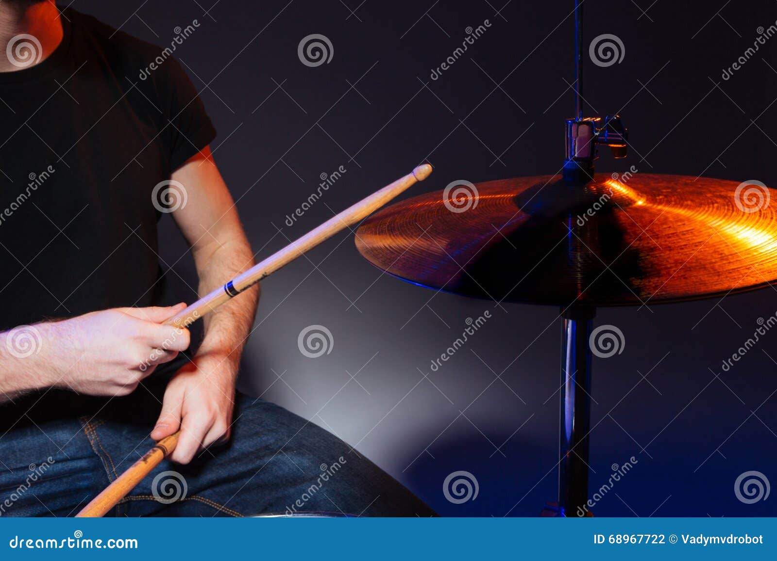 Hands of Drummer with Sticks Playing Drums Stock Photo - Image of ...