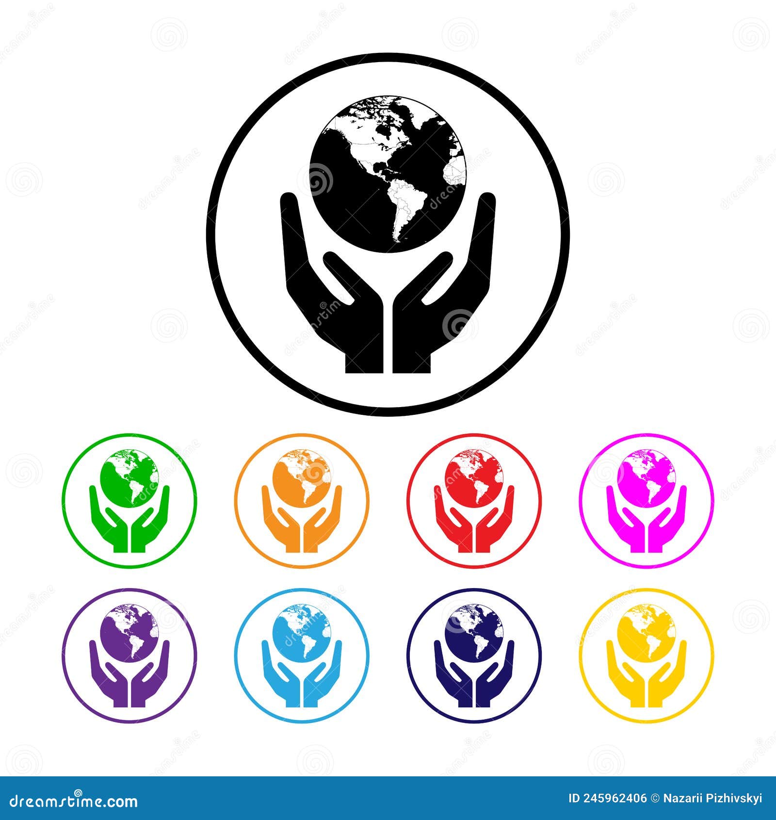 Hands and earth icon stock vector. Illustration of nature - 245962406