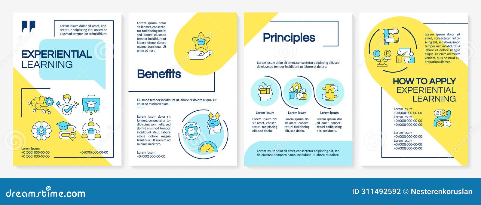 Hands-on Education Blue and Yellow Brochure Template Stock Vector - Illustration of experiential ...