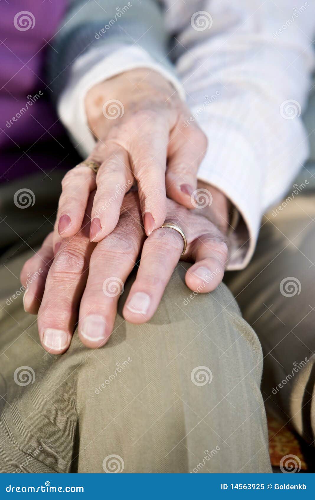 Hands of Elderly Couple Touching on Knee Stock Image - Image of aged ...