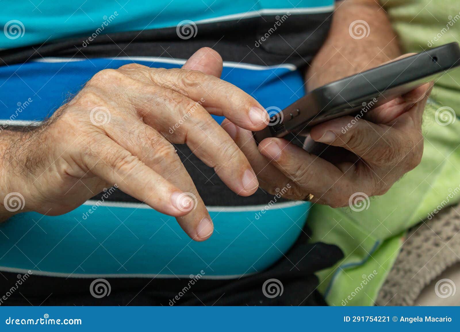 Hands of an Elderly Man with Cell Phone. Stock Image - Image of living ...