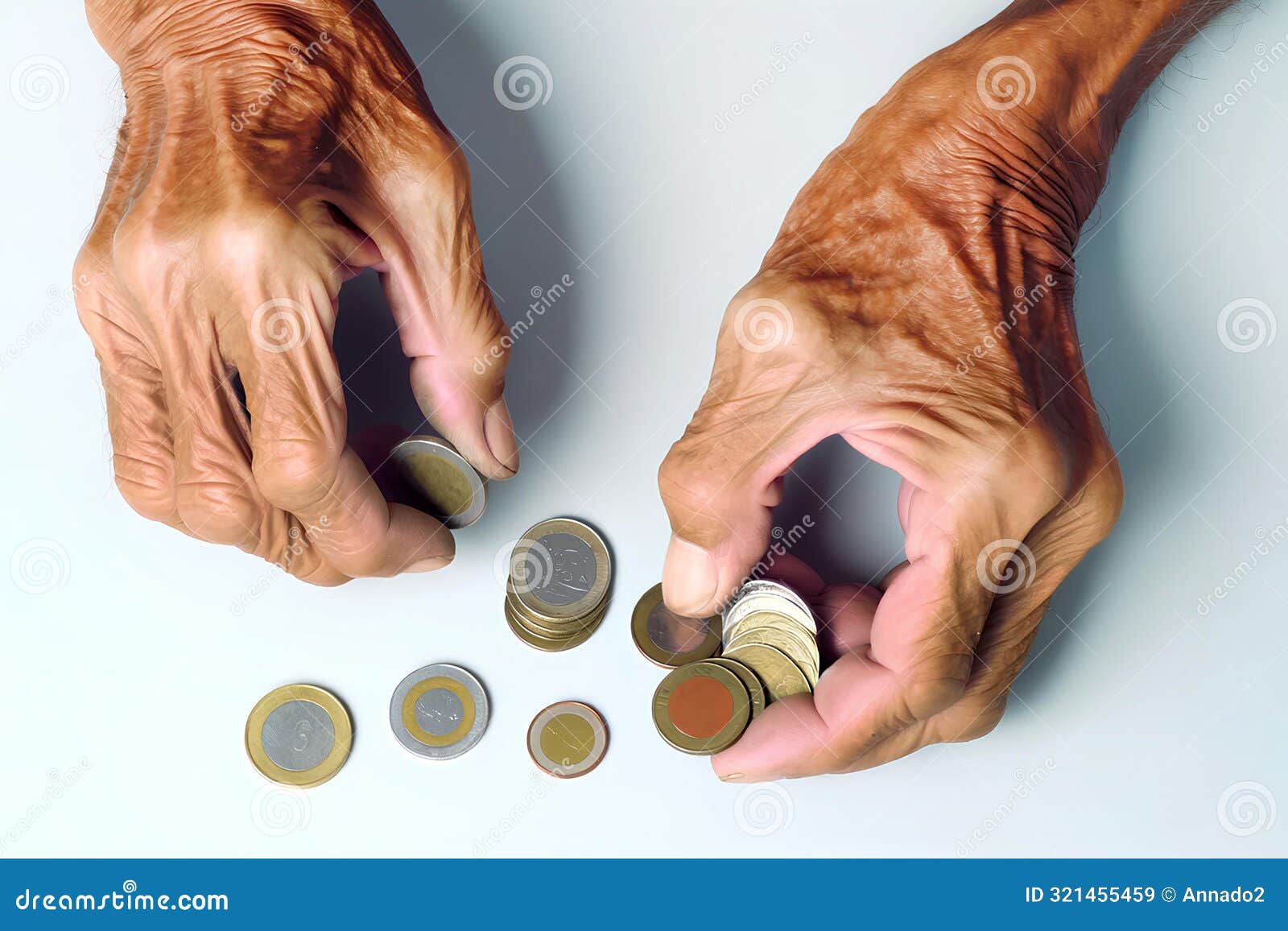 Hands of an Elderly Man Counting Coins, Concept of Poor Old Age and ...