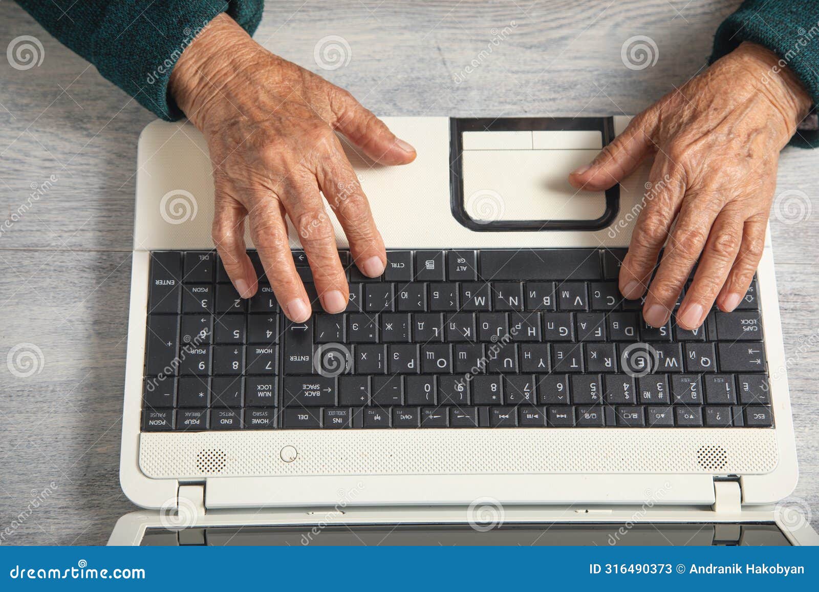 Hands of Elderly Woman Typing in Computer Keyboard Stock Image - Image ...