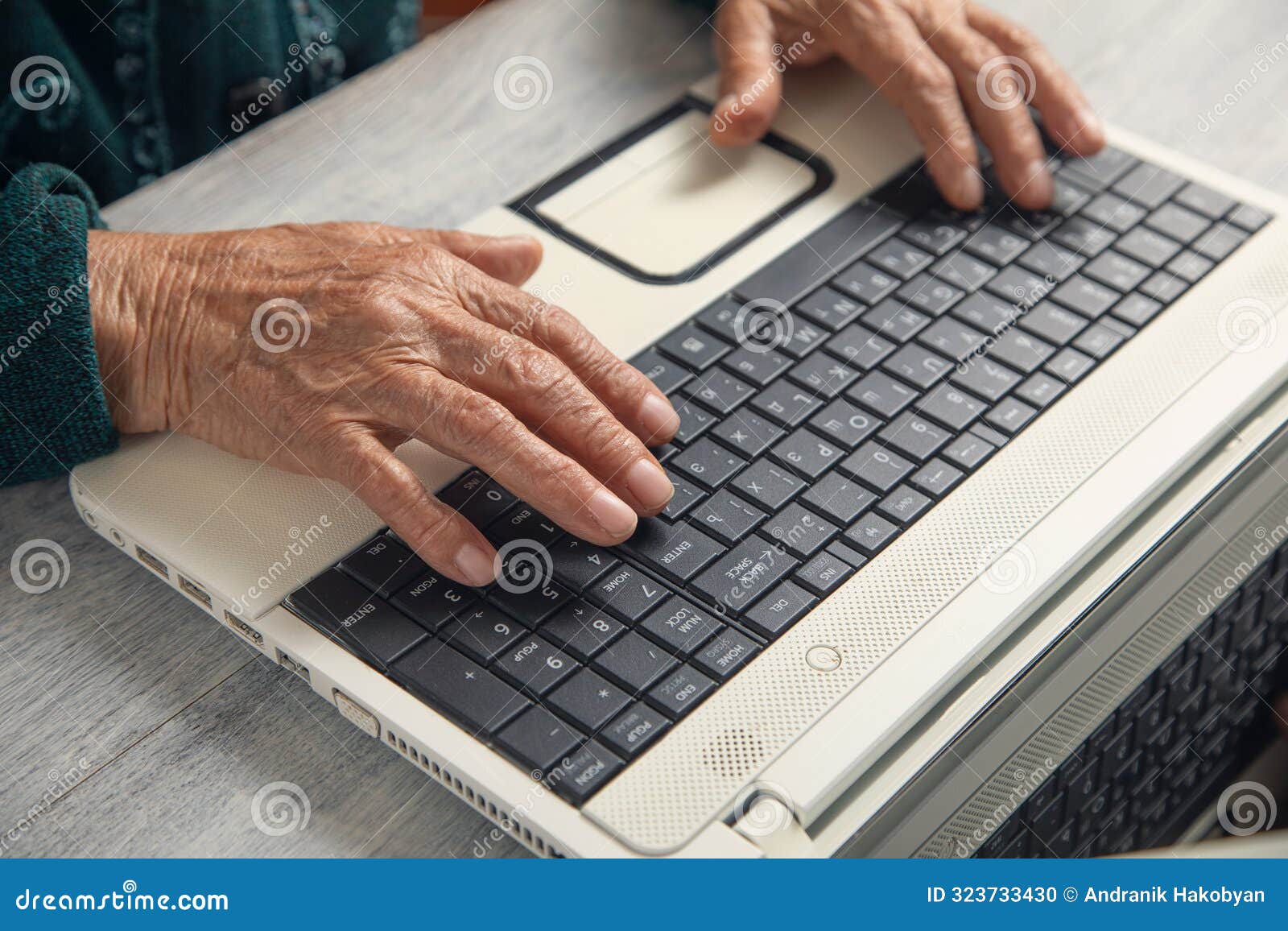 Hands of Elderly Woman Typing in Computer Keyboard Stock Photo - Image ...