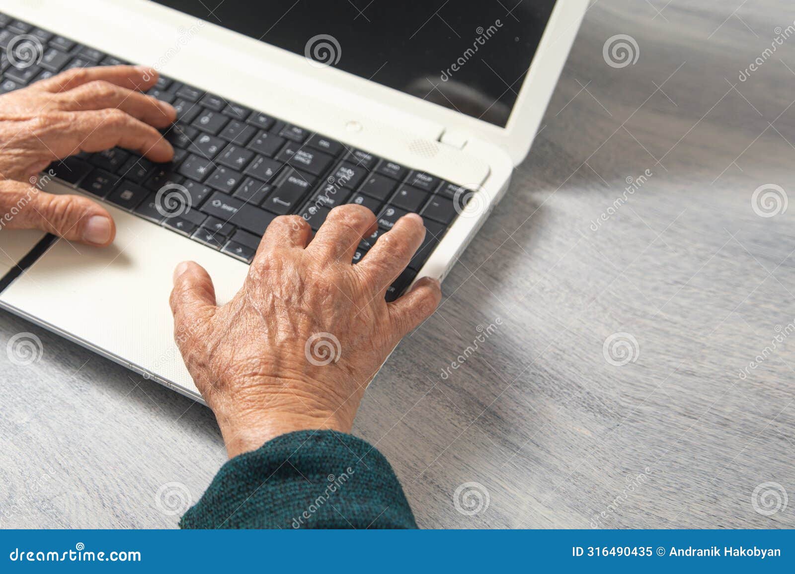 Hands of Elderly Woman Typing in Computer Keyboard Stock Image - Image ...