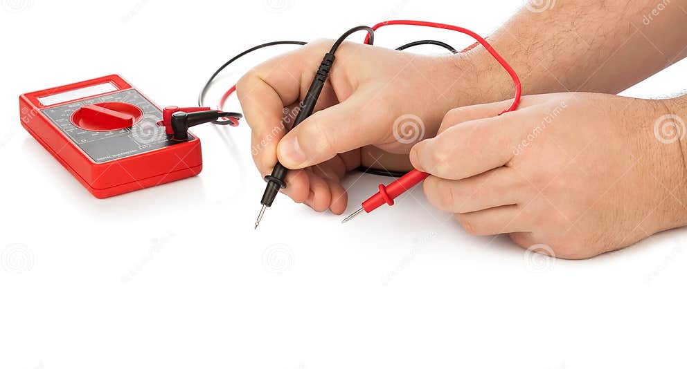 Hands and Electric Multimeter Stock Image - Image of range, hand: 78772113