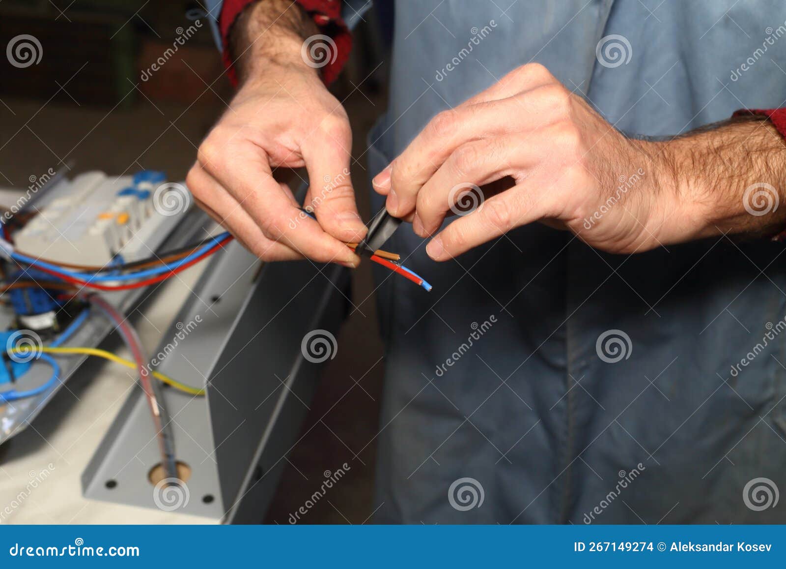 Hands of electrician stock photo. Image of repairing - 267149274
