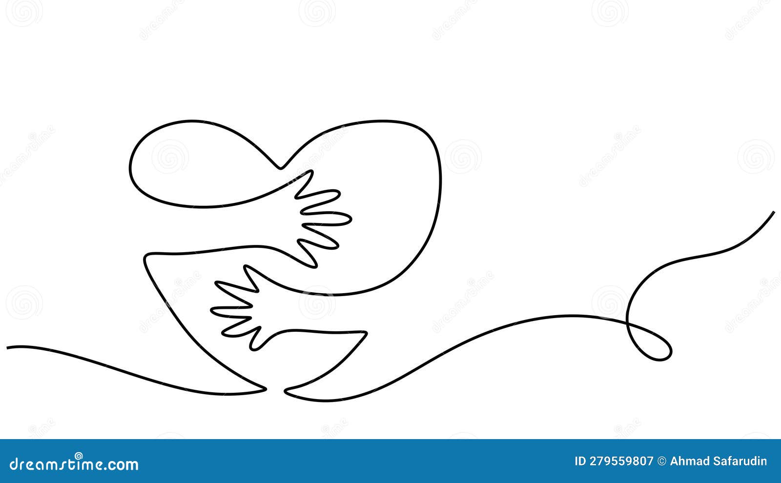 Hands Embracing Red Heart. Negative Space Sign Logo Art Vector ...