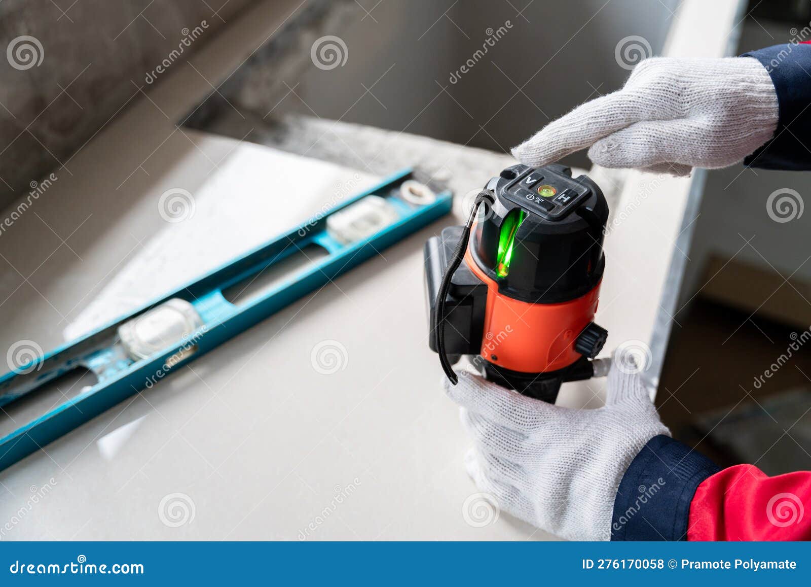 Hands of Engineer or Construction Worker Using Laser Level Instrument ...