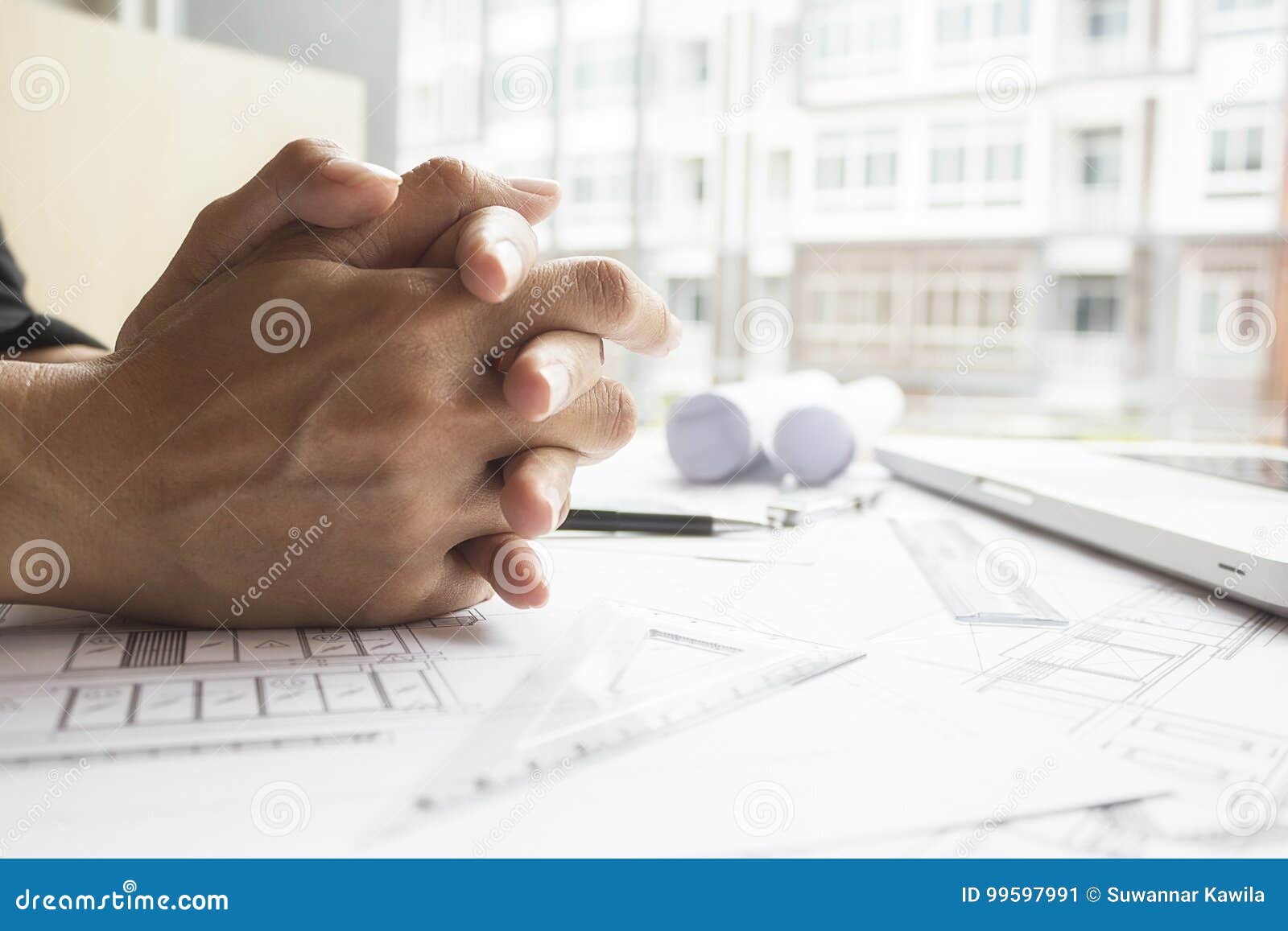 Hands of Engineer Working on Blueprint,Construction Concept. Eng Stock ...