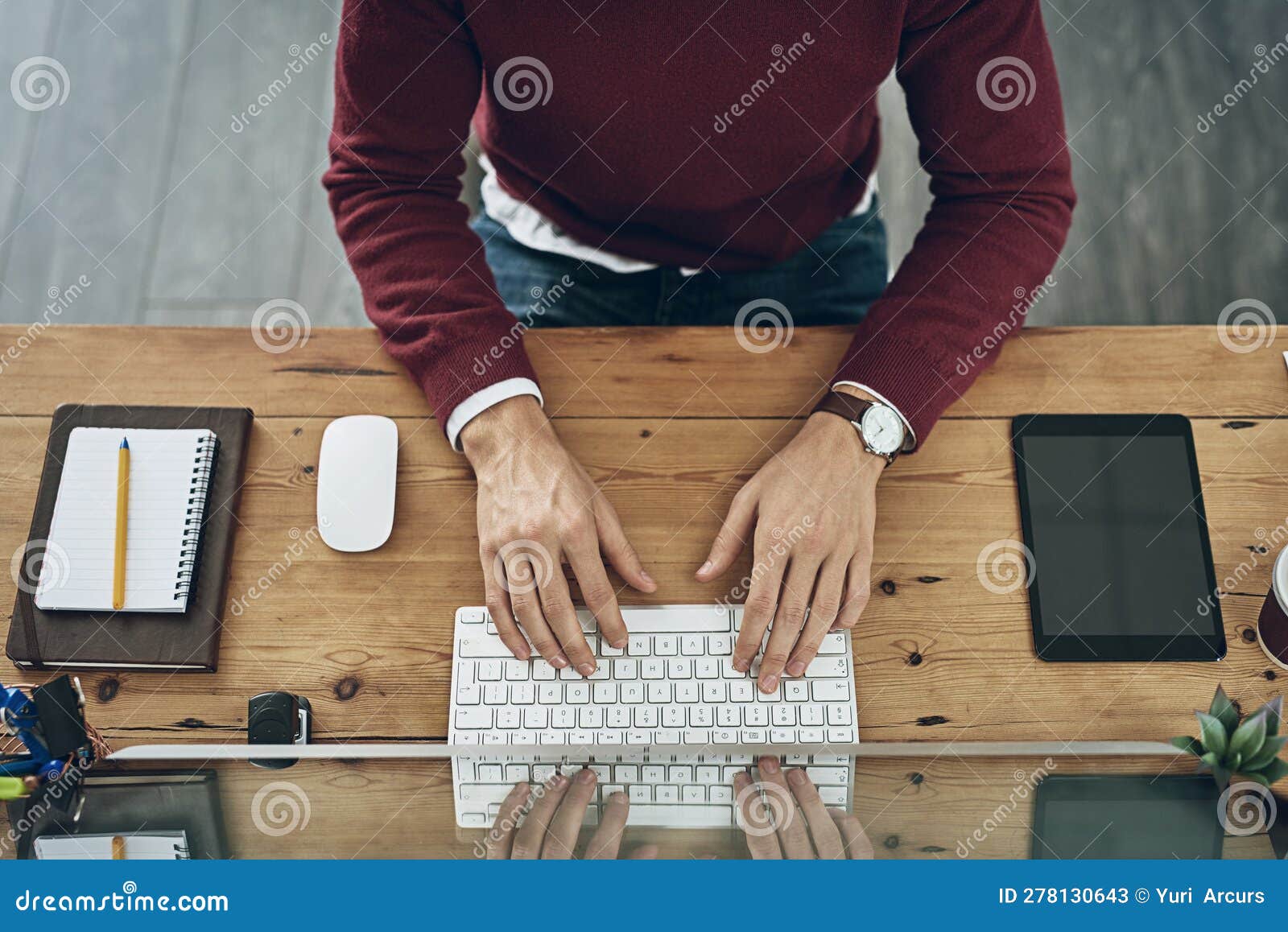 Hands on Entrepreneurial Experience. High Angle Shot of a Man Using a ...