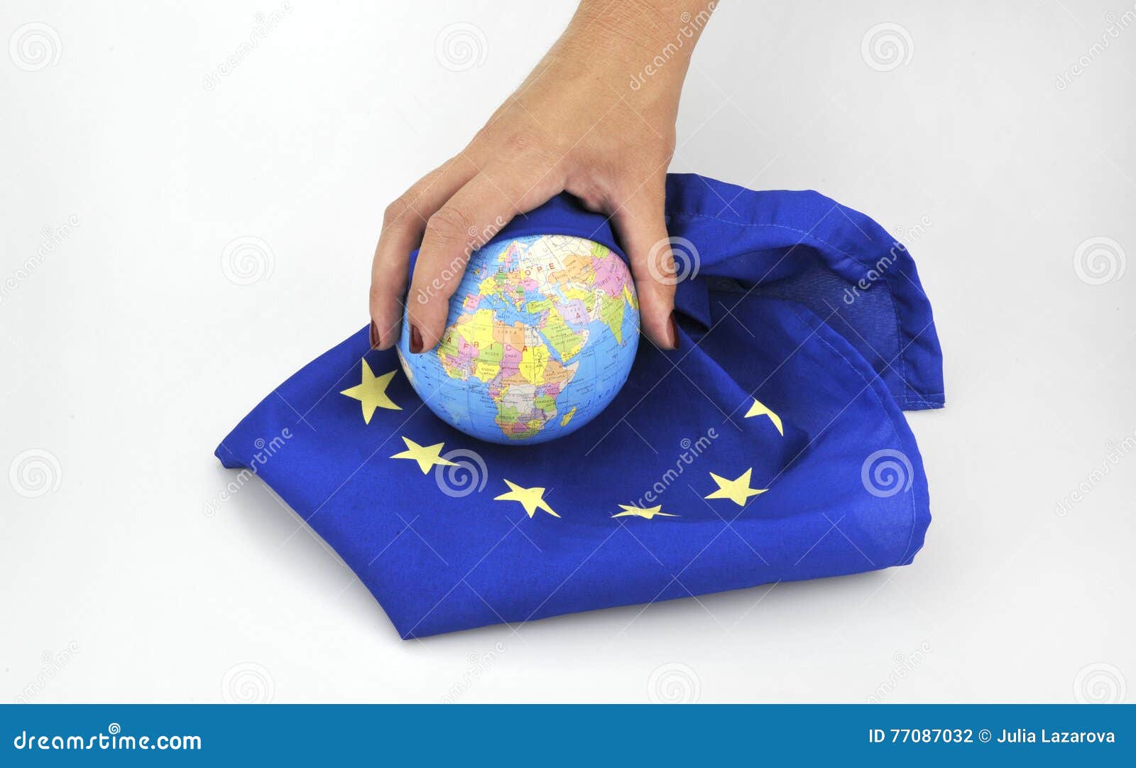 Hands with EU Flag and Globe September 11, 2016 Stock Photo - Image of ...
