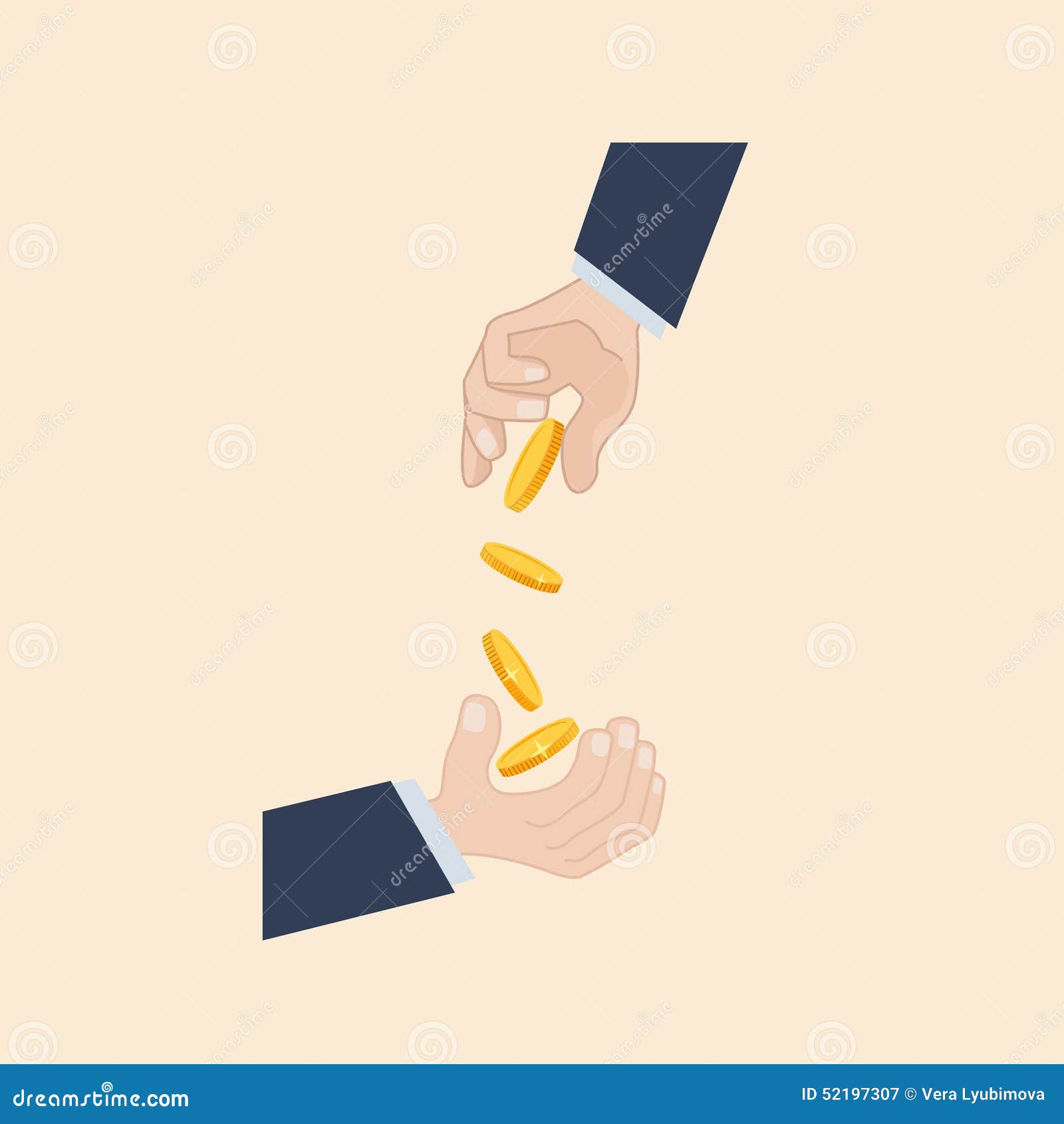 Hands exchanging coins stock vector. Illustration of investment - 52197307