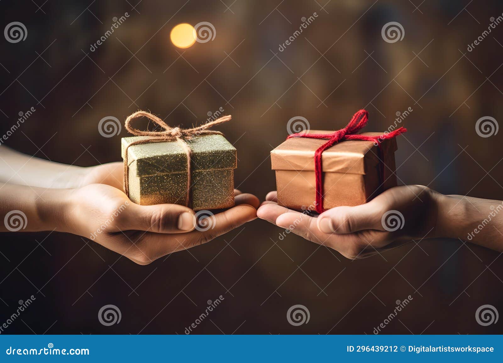 Hands Exchanging Gift Boxes. Friendship Abstraction. Generative AI ...